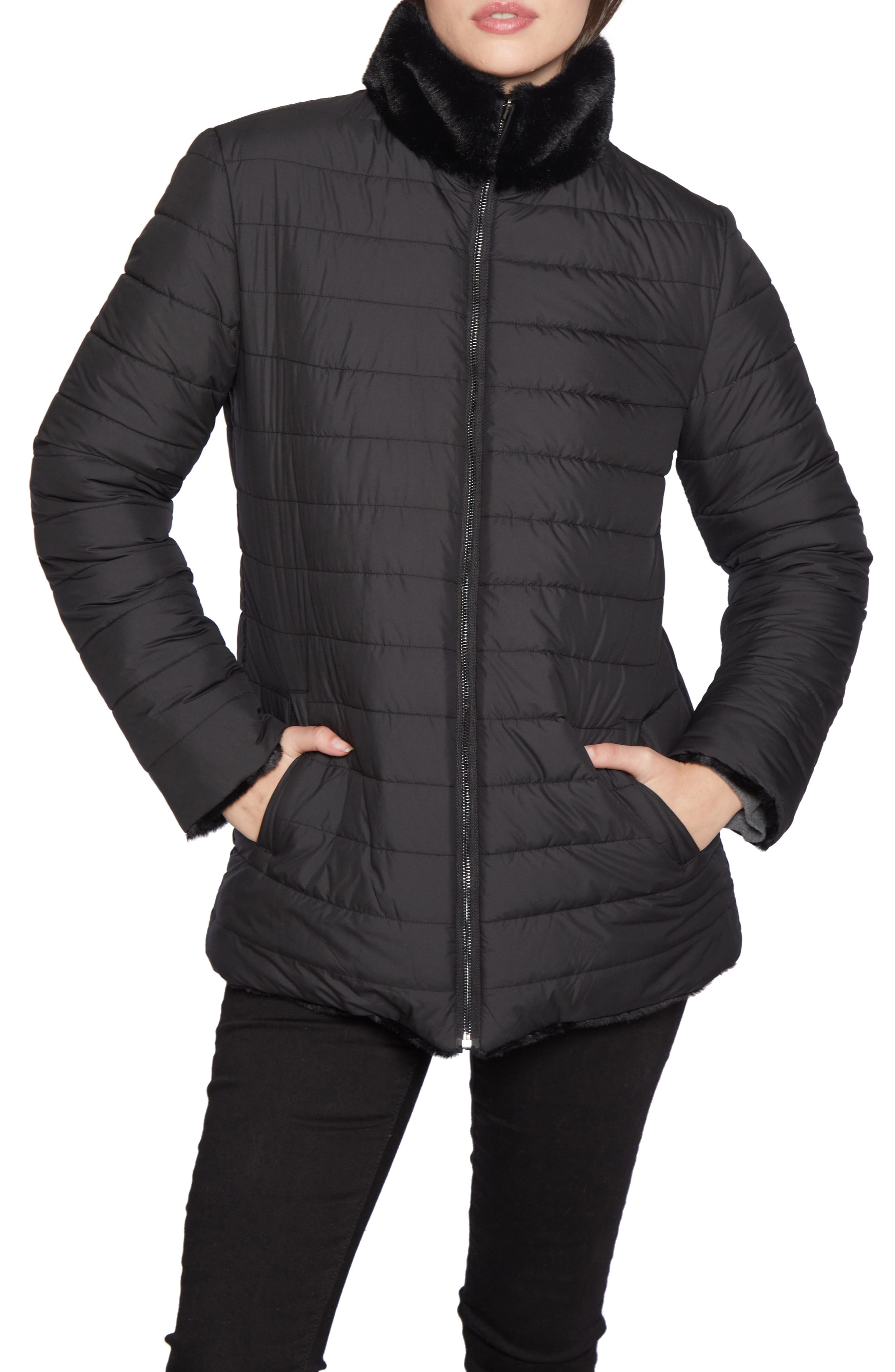 Blue Duck Layered Reversible Faux Fur Puffer Jacket | Nordstromrack