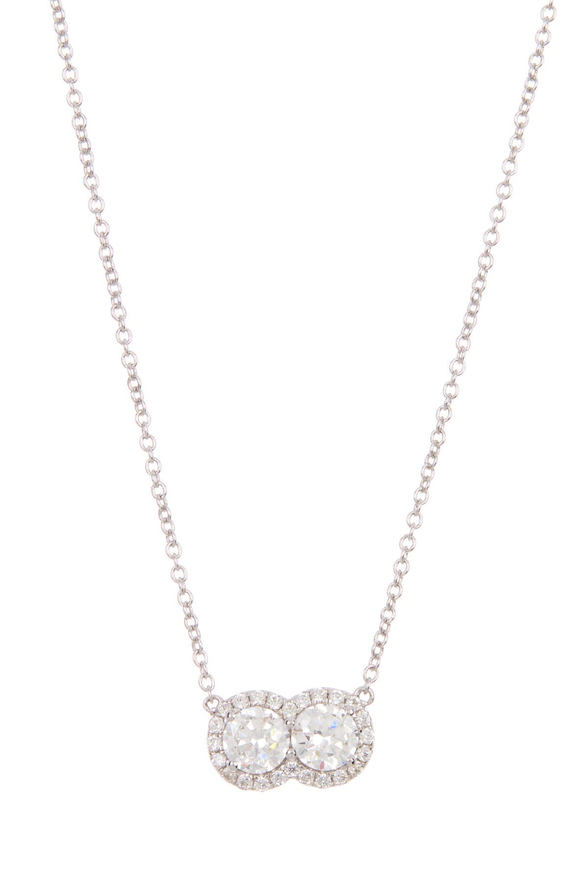 Lafonn Platinum Plated Sterling Silver 2 Stone Halo Necklace ...