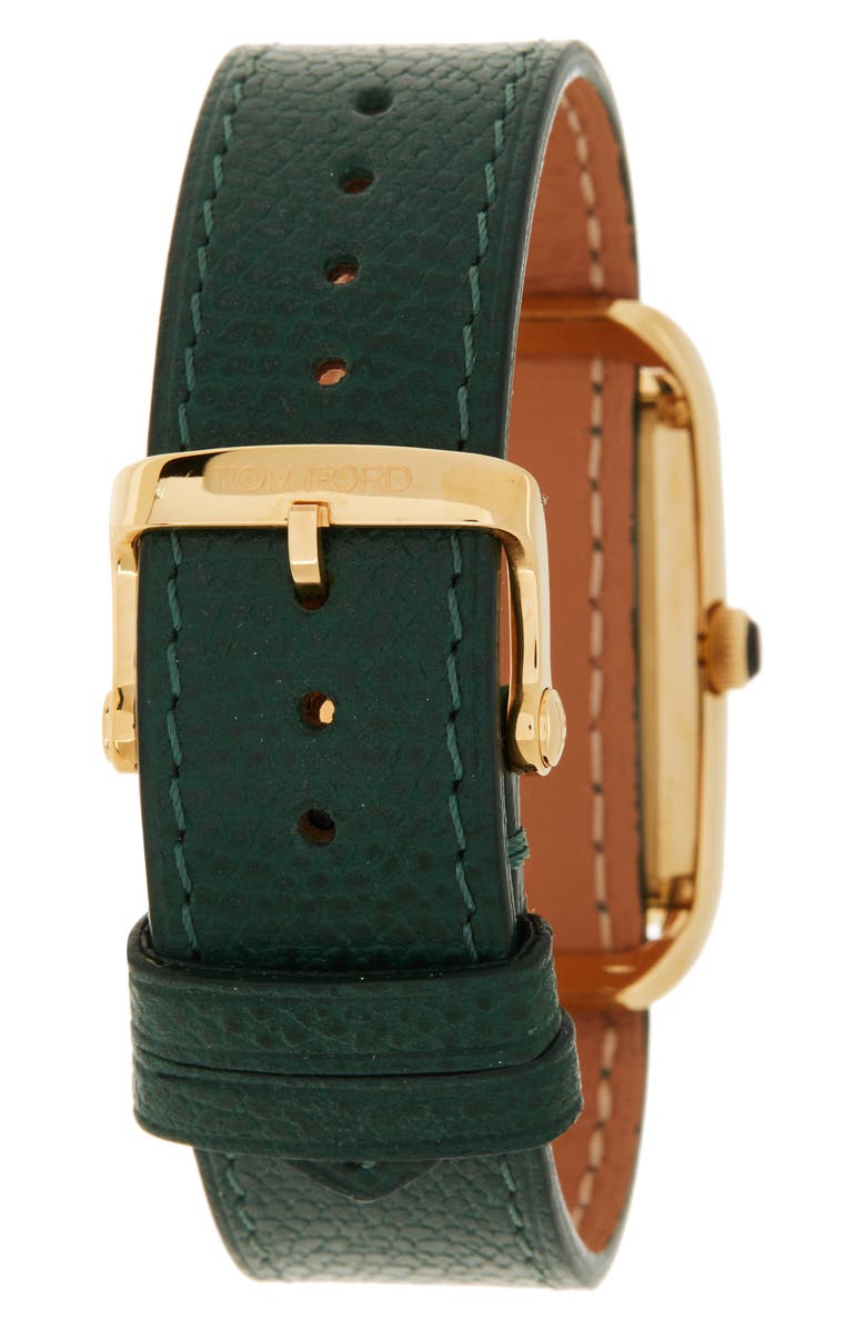 TOM FORD 001 18K Yellow Gold Case White Dial Leather Strap Watch, 40mm ...