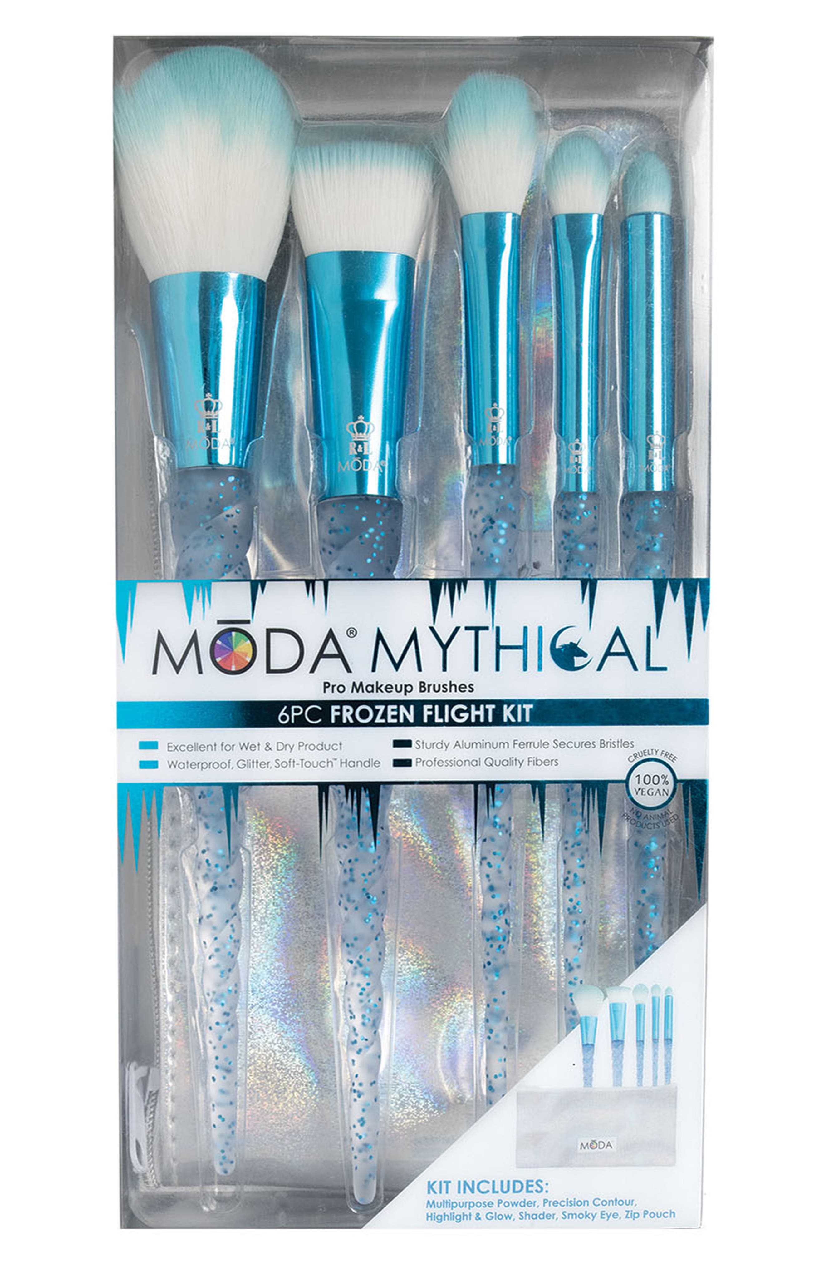 MODA Mythical Frozen Flight Makeup Brush & Pouch Set | Nordstromrack