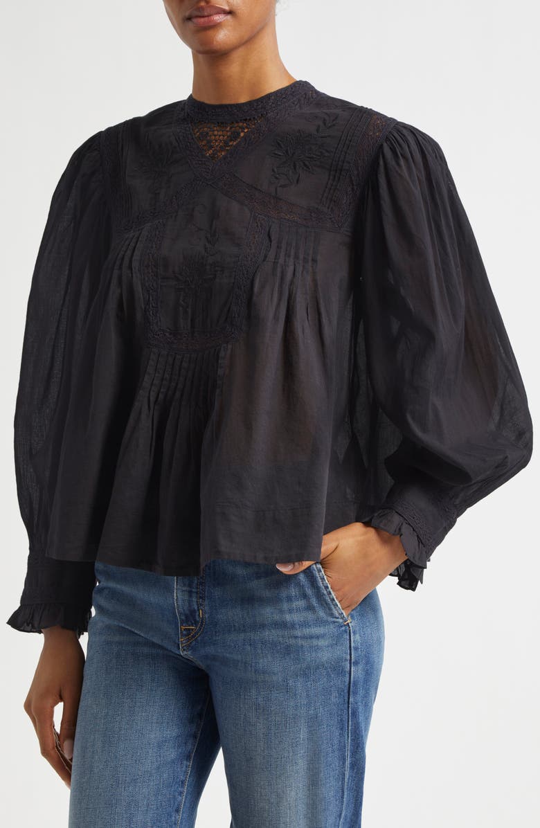FARM Rio Embroidered Lace Trim Cotton Top | Nordstrom
