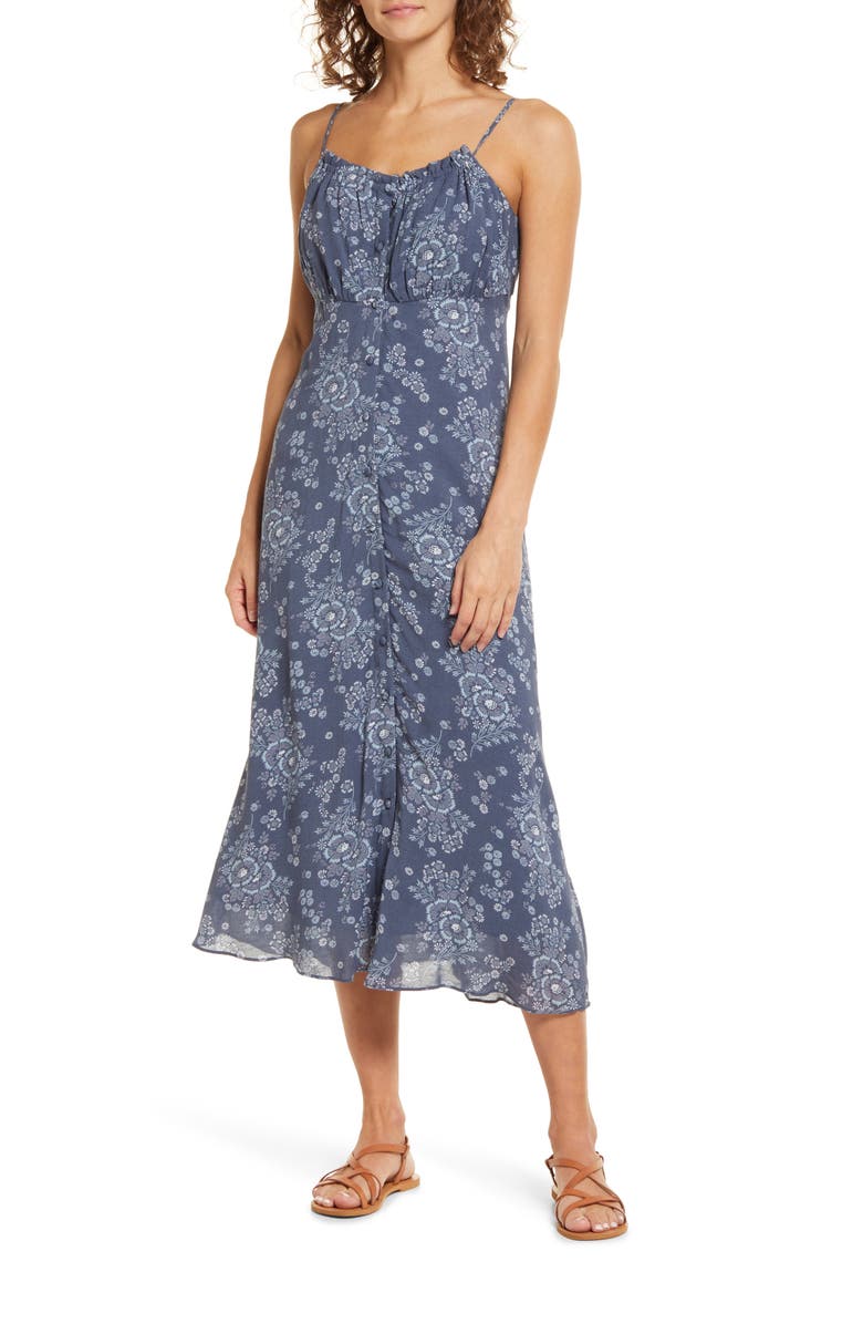 Madewell Tie Back Button Front Midi Dress | Nordstromrack