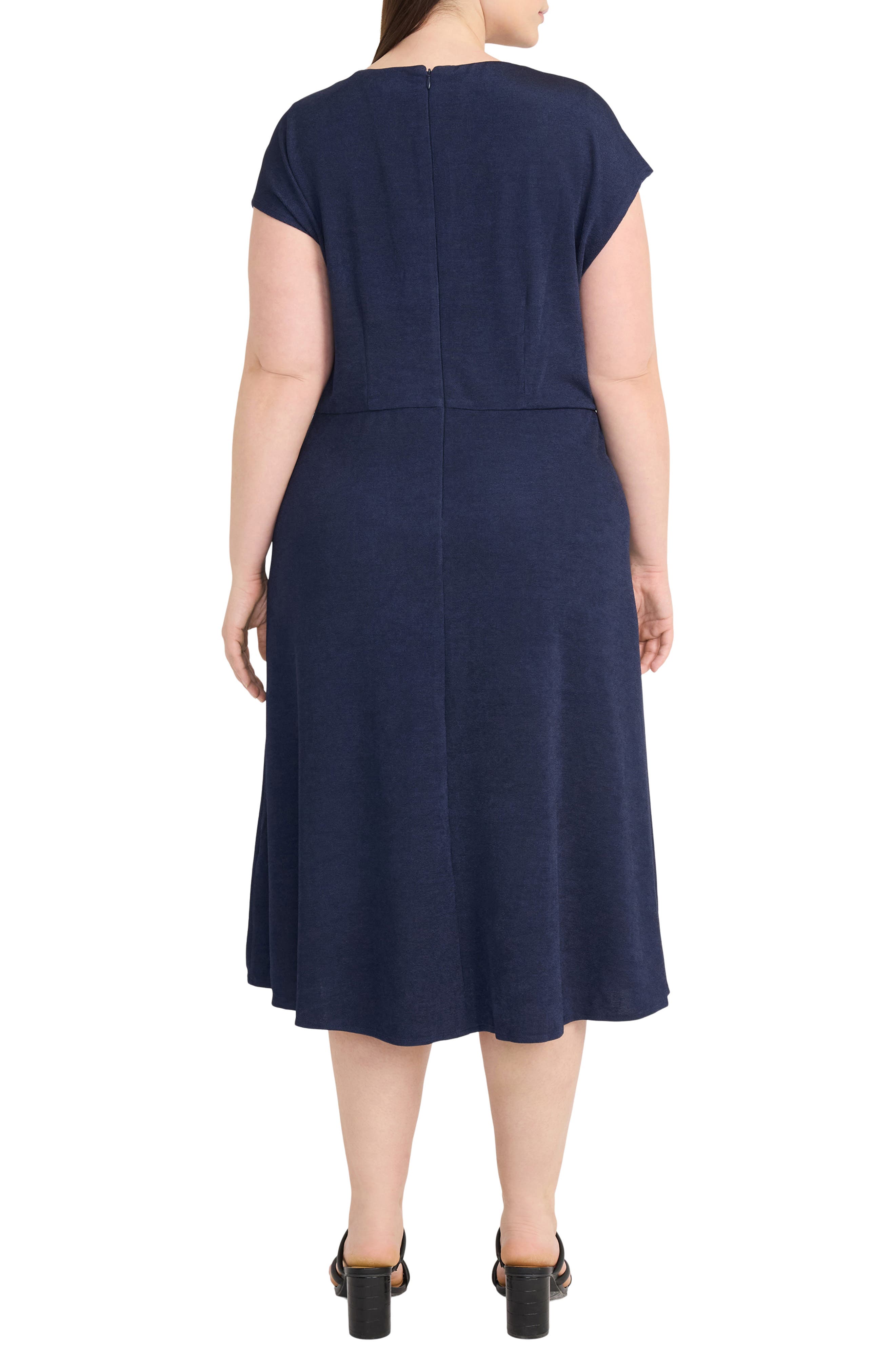 Maggy London Draped Bodice Cap Sleeve A-Line Midi Dress | Nordstromrack