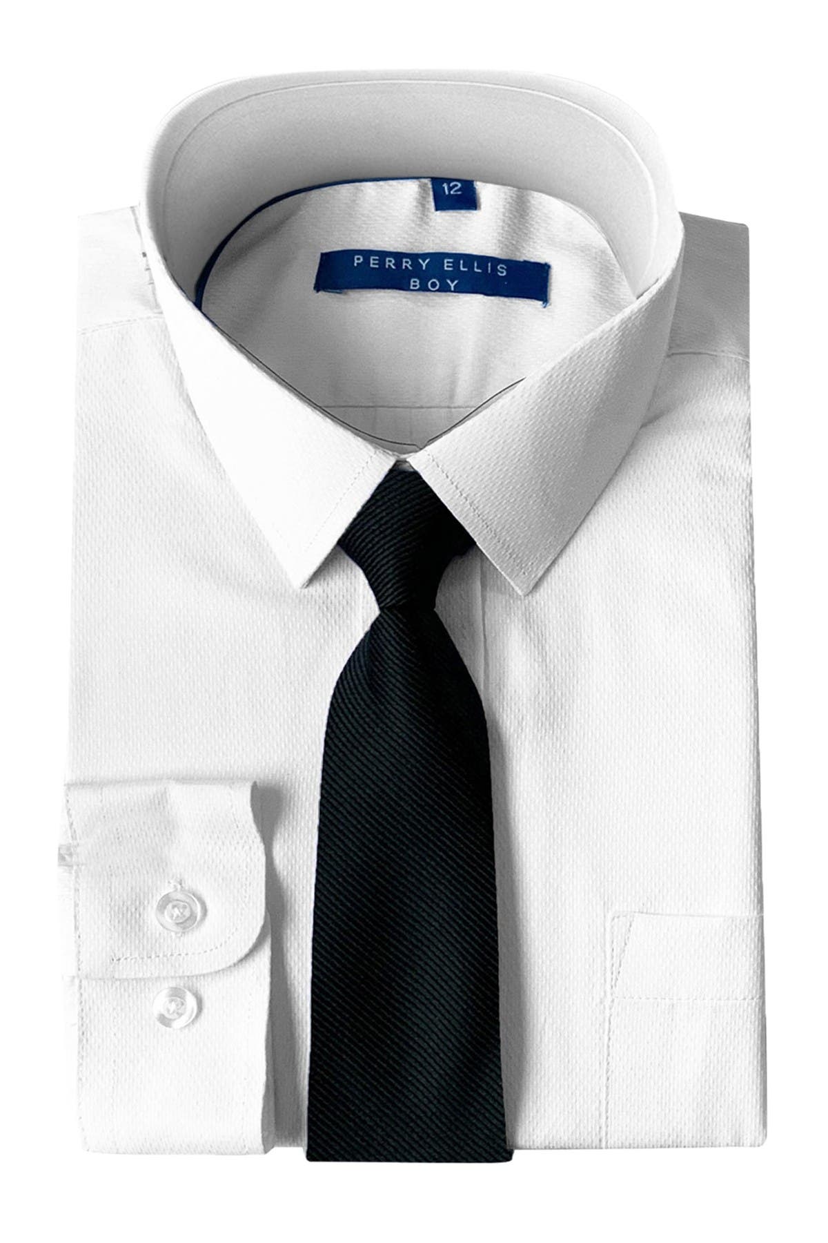 Perry Ellis Solid Dress Shirt & Diagonal Tie Set | Nordstromrack