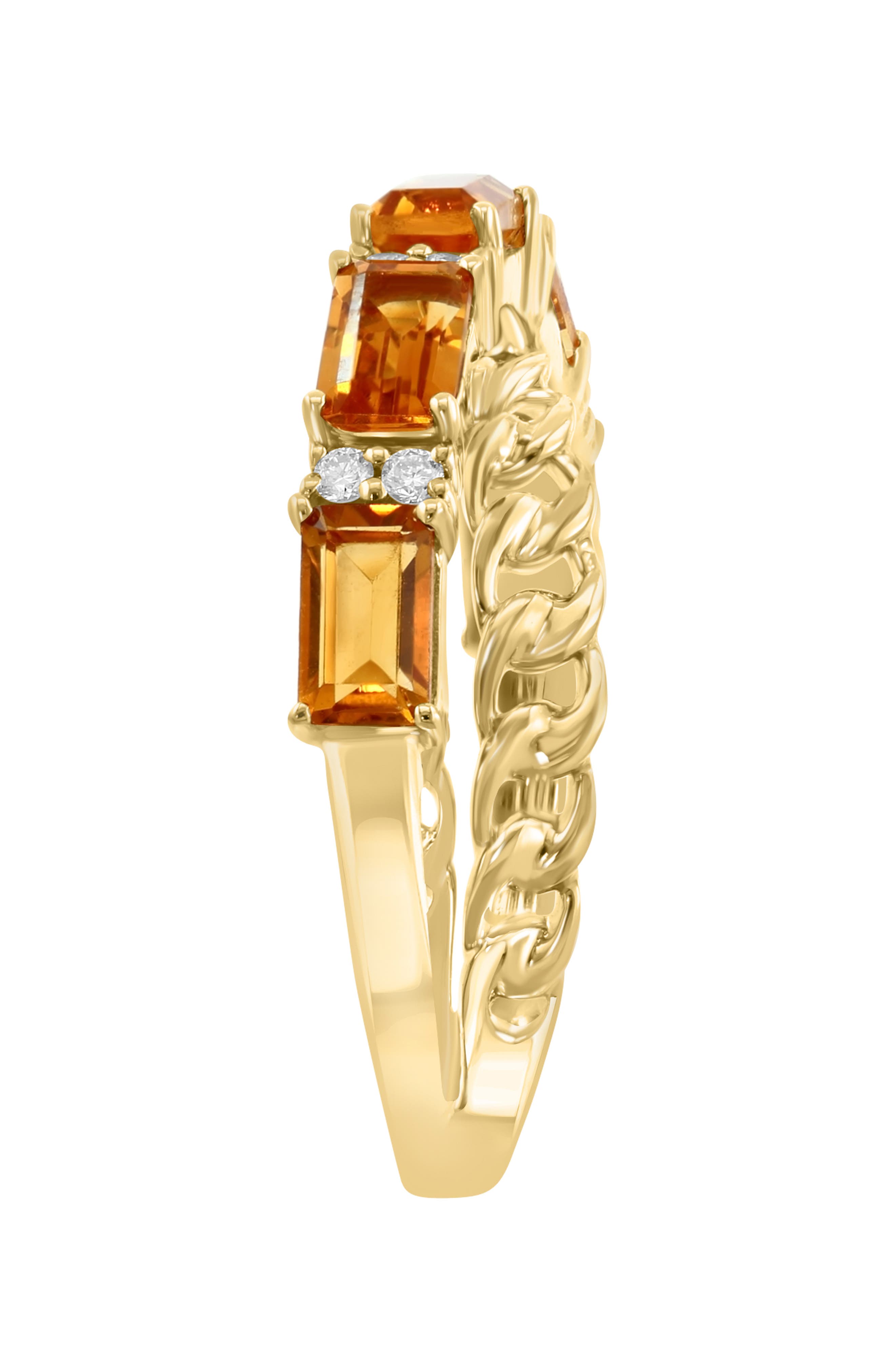 EFFY 14K Gold Diamond & Citrine Double Band Ring | Nordstromrack