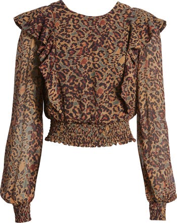 AllSaints Elodie Ruffle Smocked Top | Nordstromrack