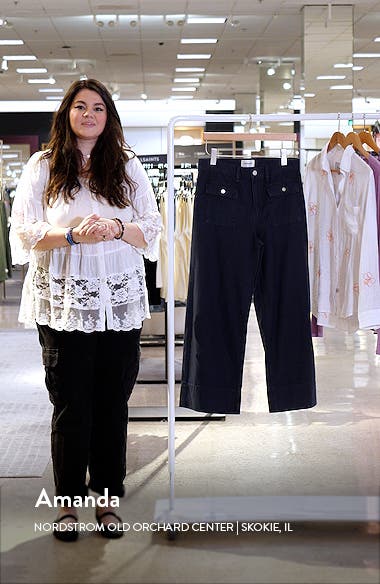 FRAME The '70s Patch Pocket Ankle Wide Leg Twill Pants | Nordstromrack