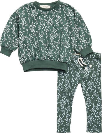 Jessica Simpson Floral 2-Piece Drop Shoulder Top & Pants Set ...