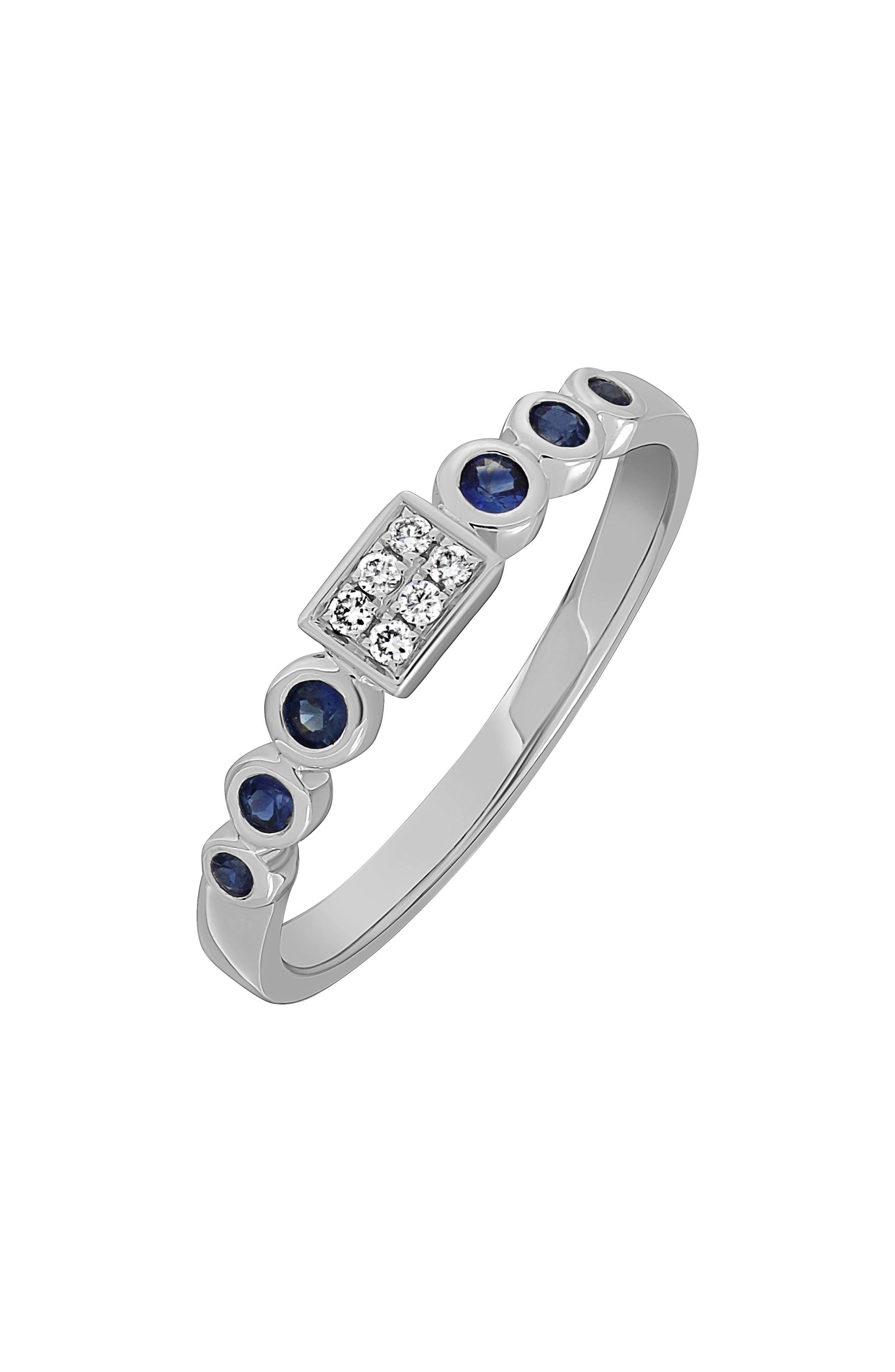 Bony Levy 18K Gold El Mar Diamond & Sapphire Stackable Ring | Nordstromrack