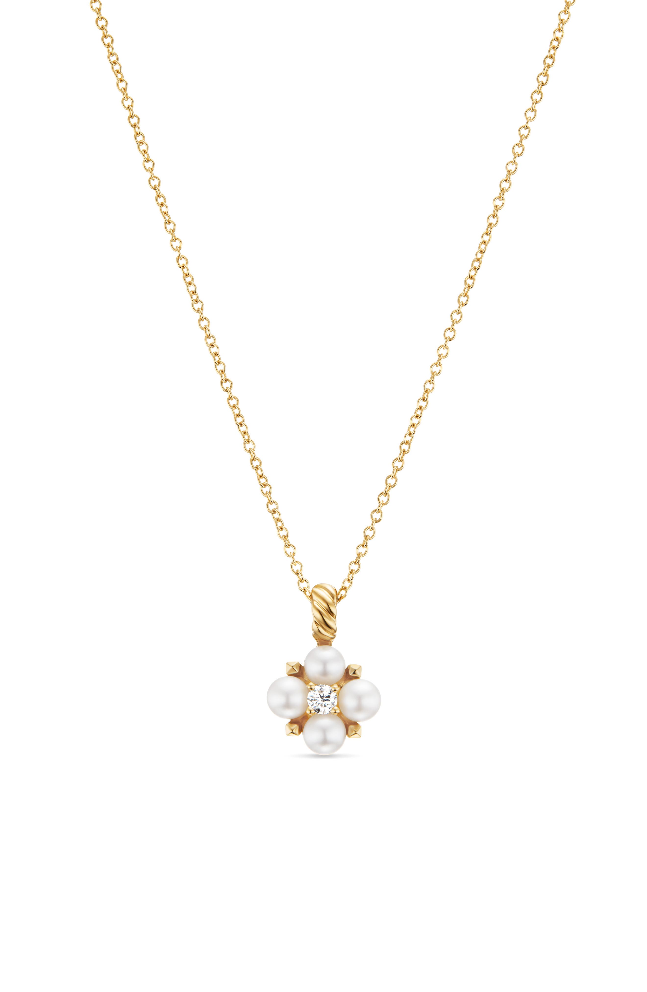 David Yurman Petite Modern Renaissance Pyramid Pendant Necklace in 18K ...