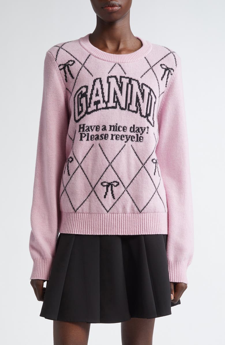 Ganni Logo Print Crewneck Sweater | Nordstromrack