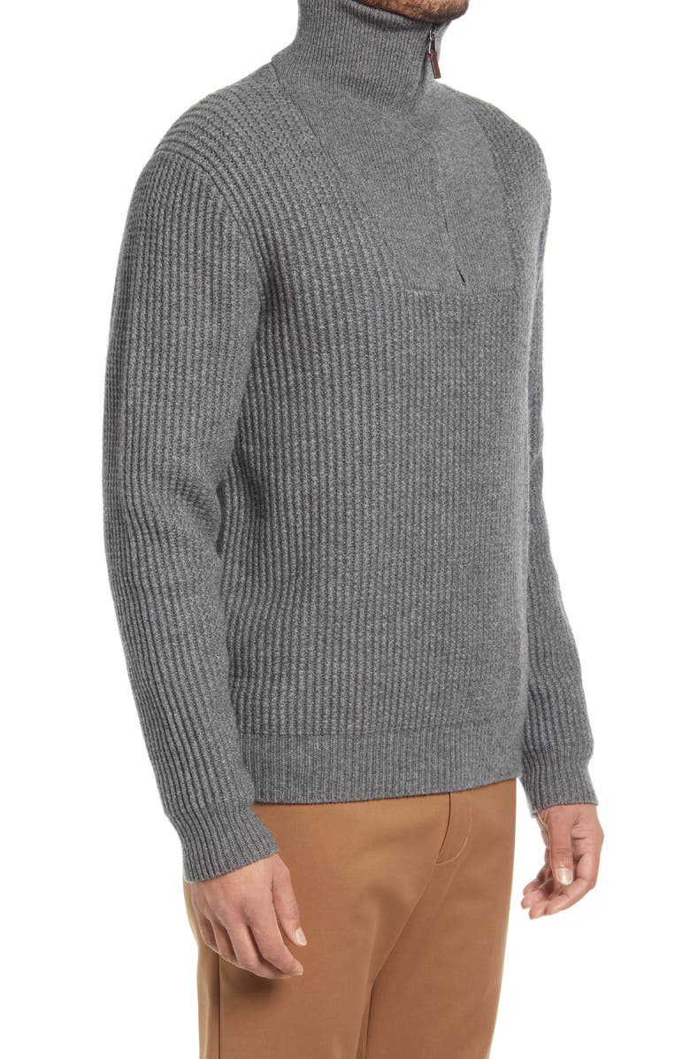 Vince Textured Rib Quarter Zip Wool & Cashmere Pullover | Nordstromrack
