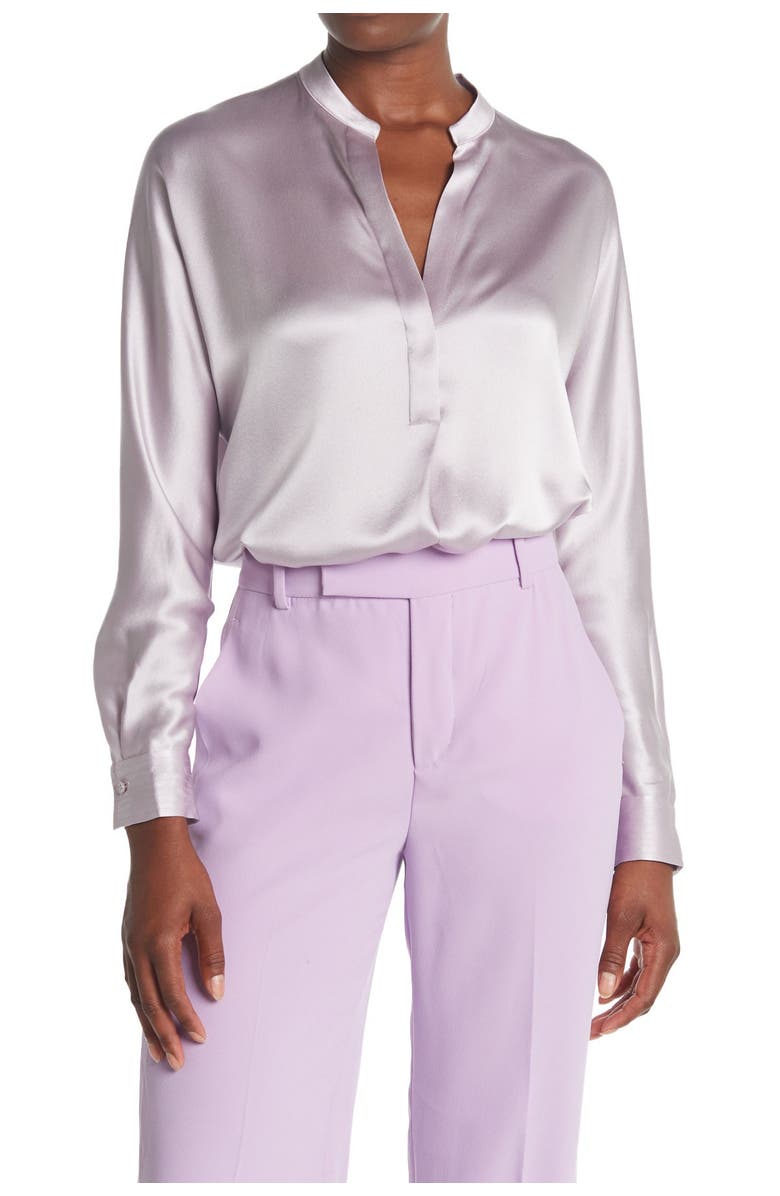 Vince Band Collar Silk Blouse | Nordstromrack