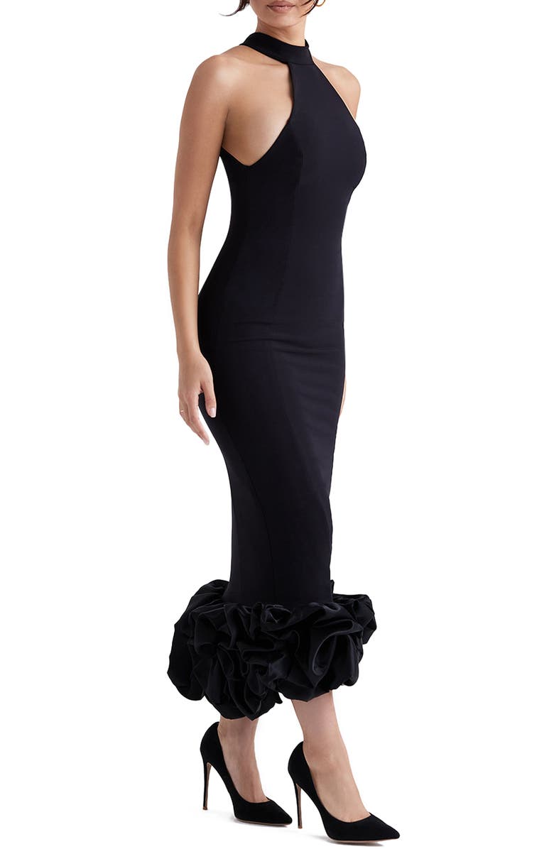 HOUSE OF CB Juniper Halter Neck Ruffle Hem Crepe Cocktail Dress | Nordstrom