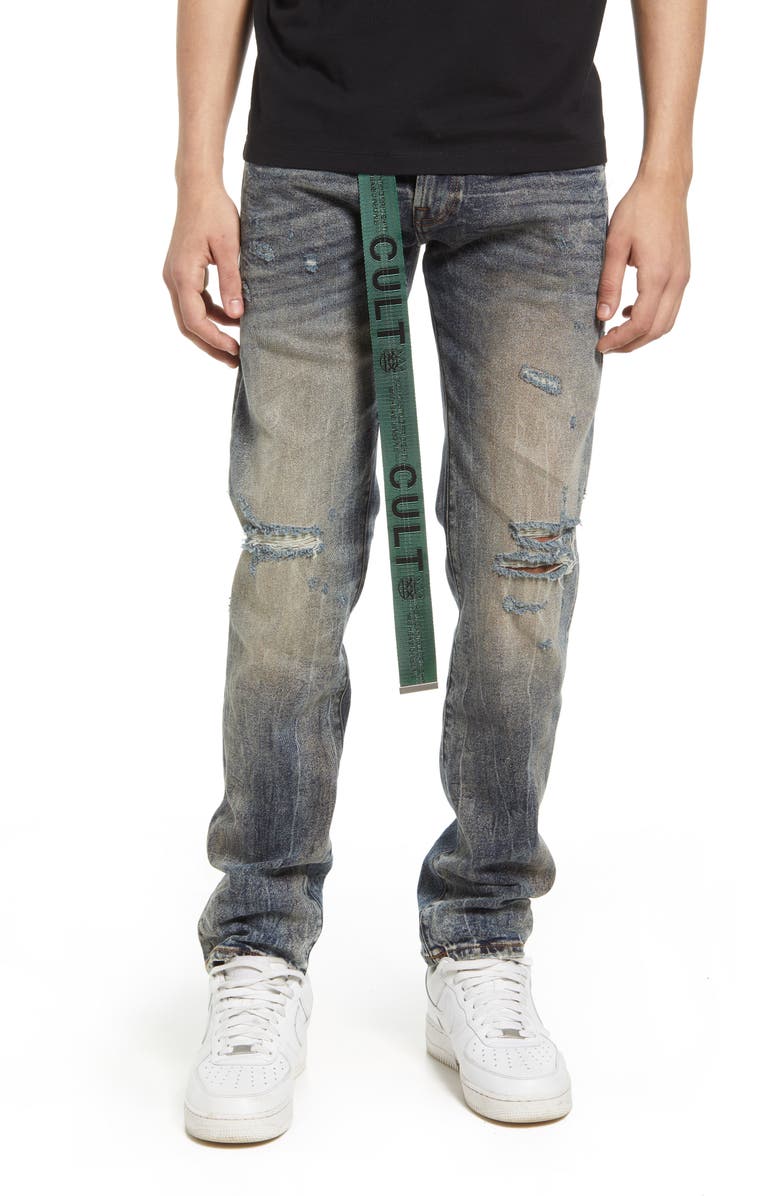 Cult of Individuality Men's Rocker Belted Slim Stretch Straight Leg ...