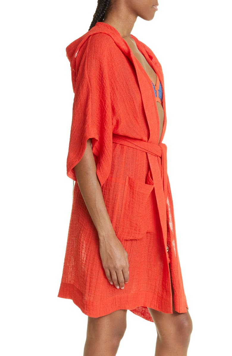 Lisa Marie Fernandez Hooded Linen Blend Gauze Cover-Up Robe | Nordstrom