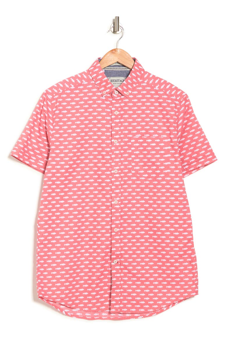 Report Collection Mini Shark Print 4-Way Stretch Short Sleeve Shirt ...