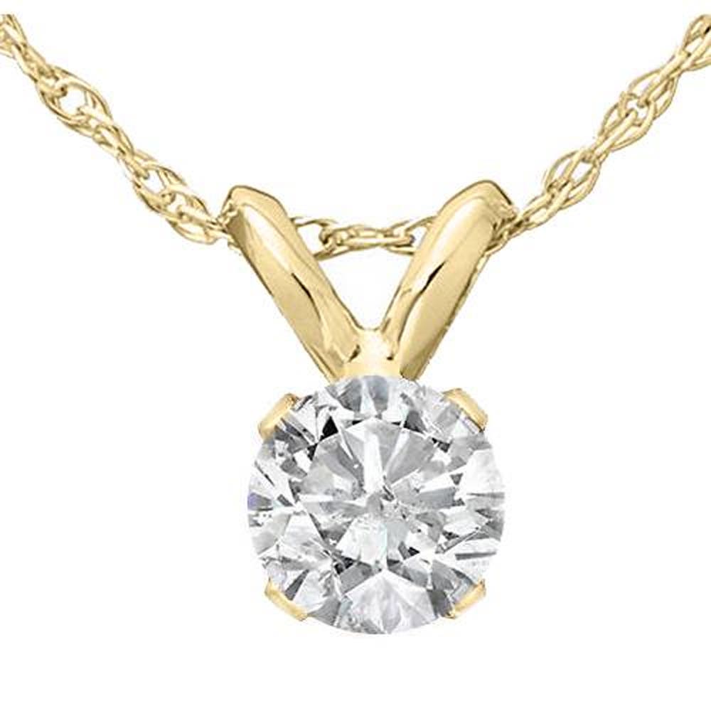 Bliss Diamond 3/4ct Diamond Round Solitaire Necklace 14K Gold Pendant ...