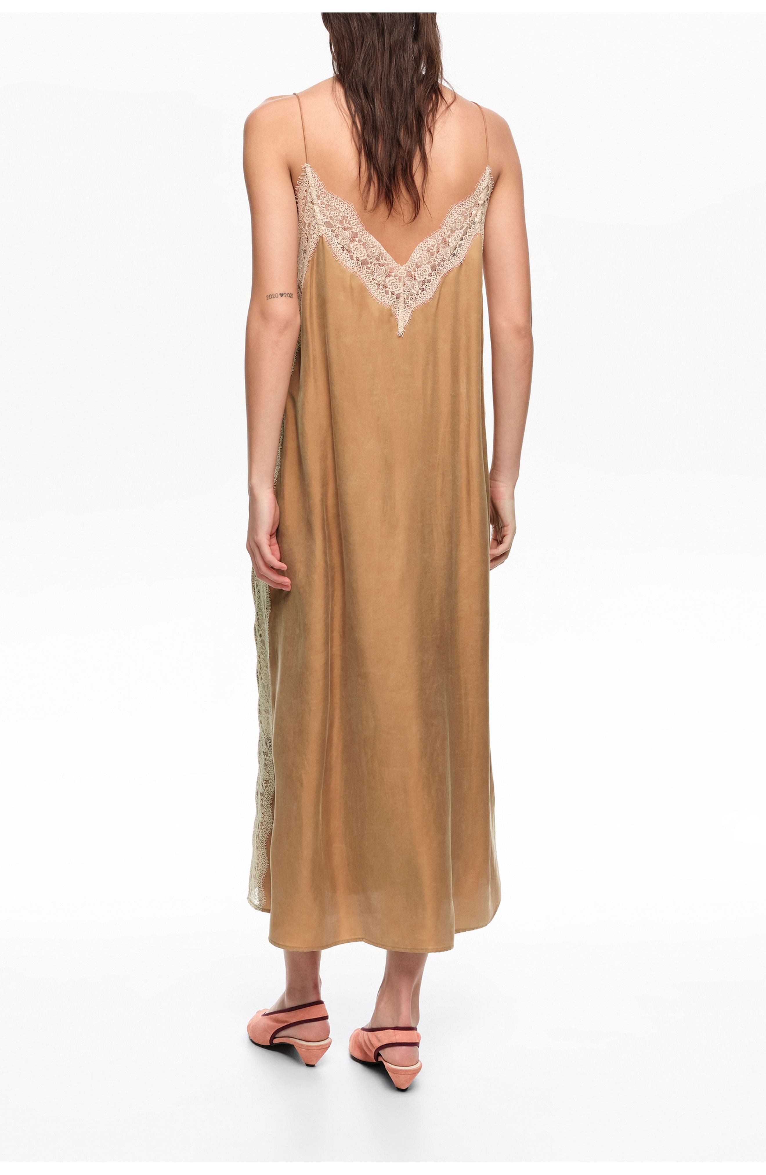 Bimba y Lola Slip Dress With Contrast Lace | Nordstrom