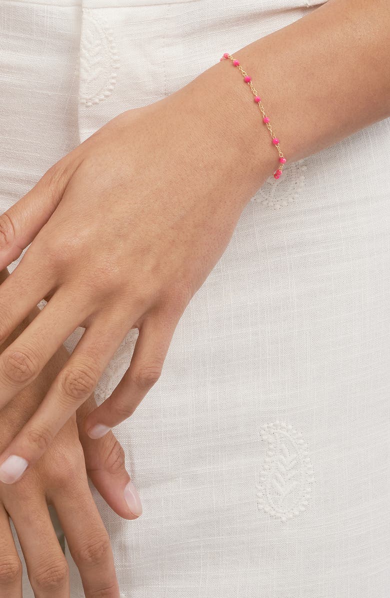HAWLEY ST 14K Gold Hot Pink Enamel Bead Station Bracelet | Nordstromrack