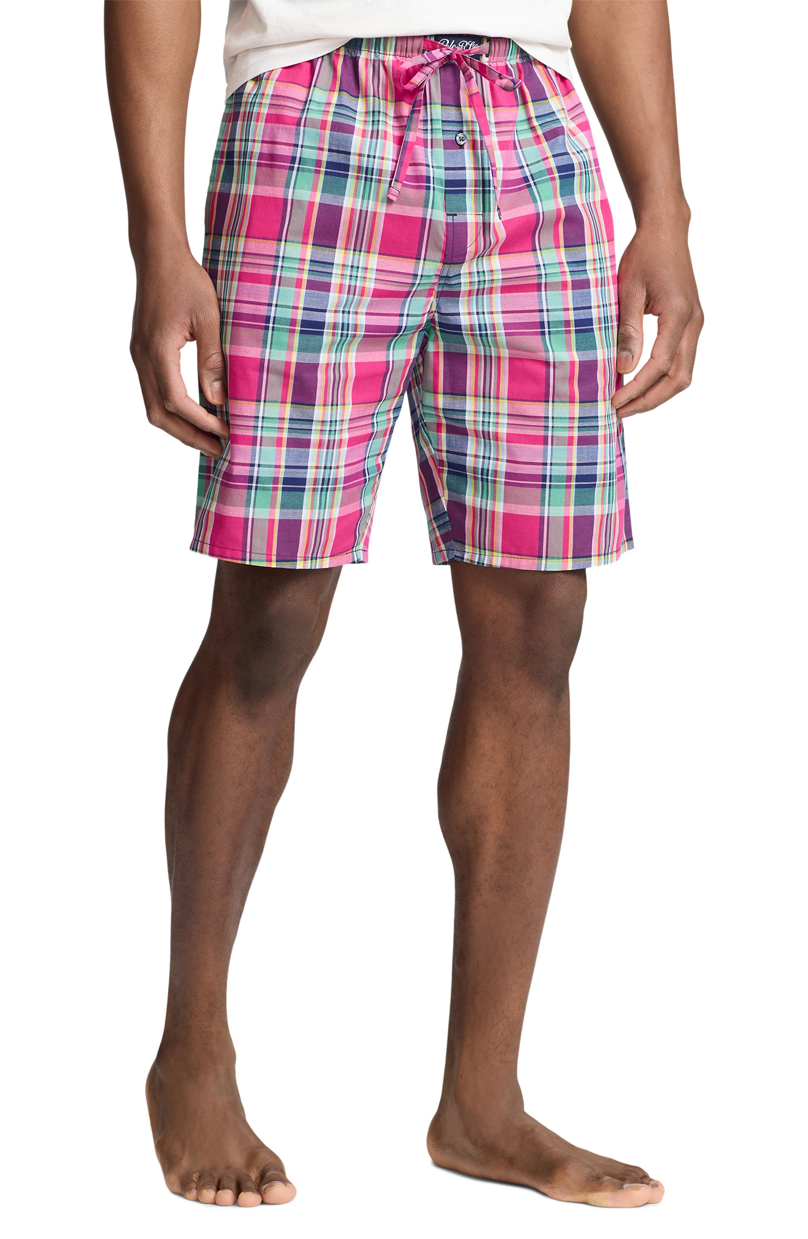 Polo Ralph Lauren Paloma Plaid Cotton Drawstring Pajama Shorts | Nordstrom