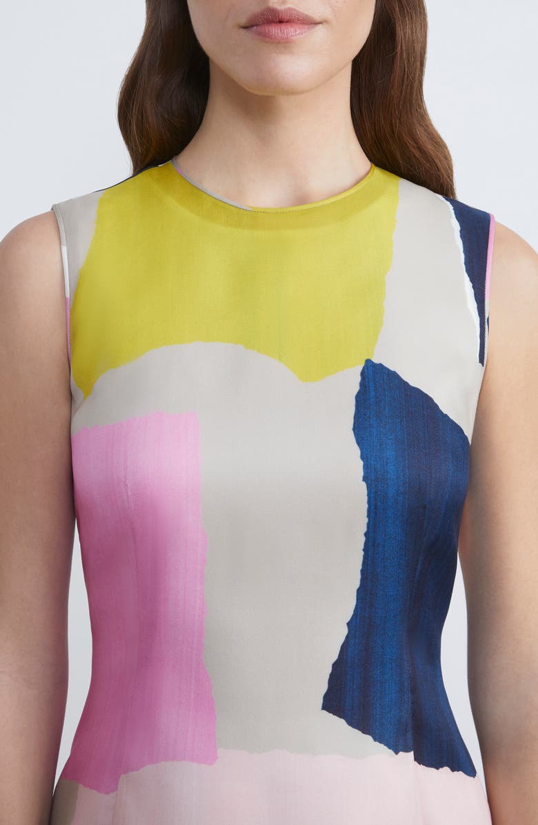 Lafayette 148 New York Papier Print Sleeveless Silk Gazar Dress | Nordstrom