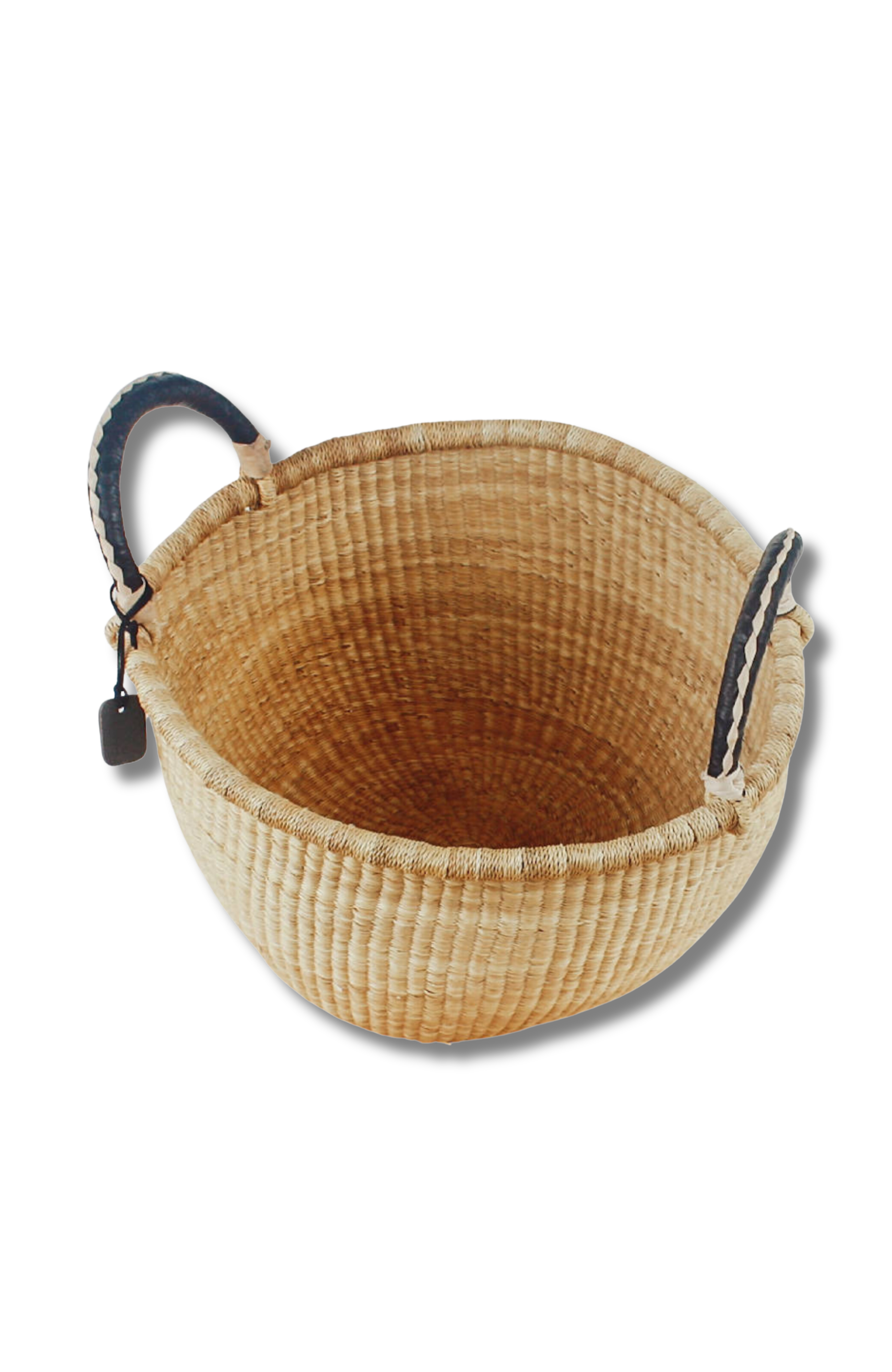 Big Blue Moma Bolga Baskets - Large Round Two Handle Natural Palette ...