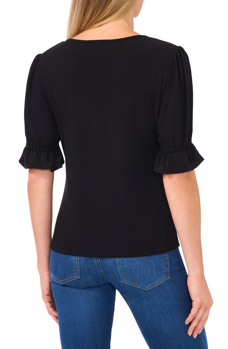 CeCe Button Shoulder Crepe Knit Top | Nordstromrack