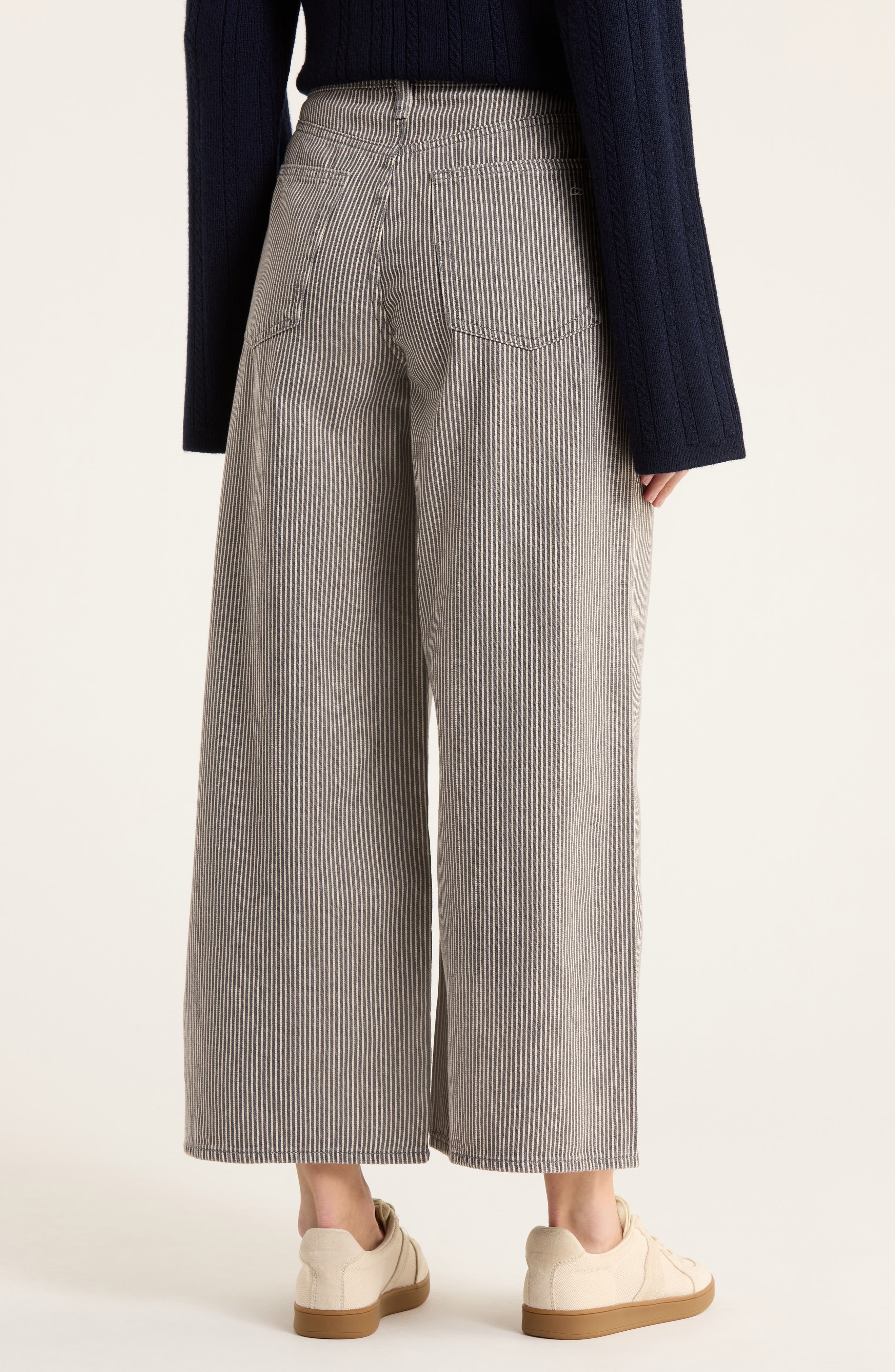 rag & bone Serena Stripe High Waist Crop Wide Leg Jeans | Nordstromrack