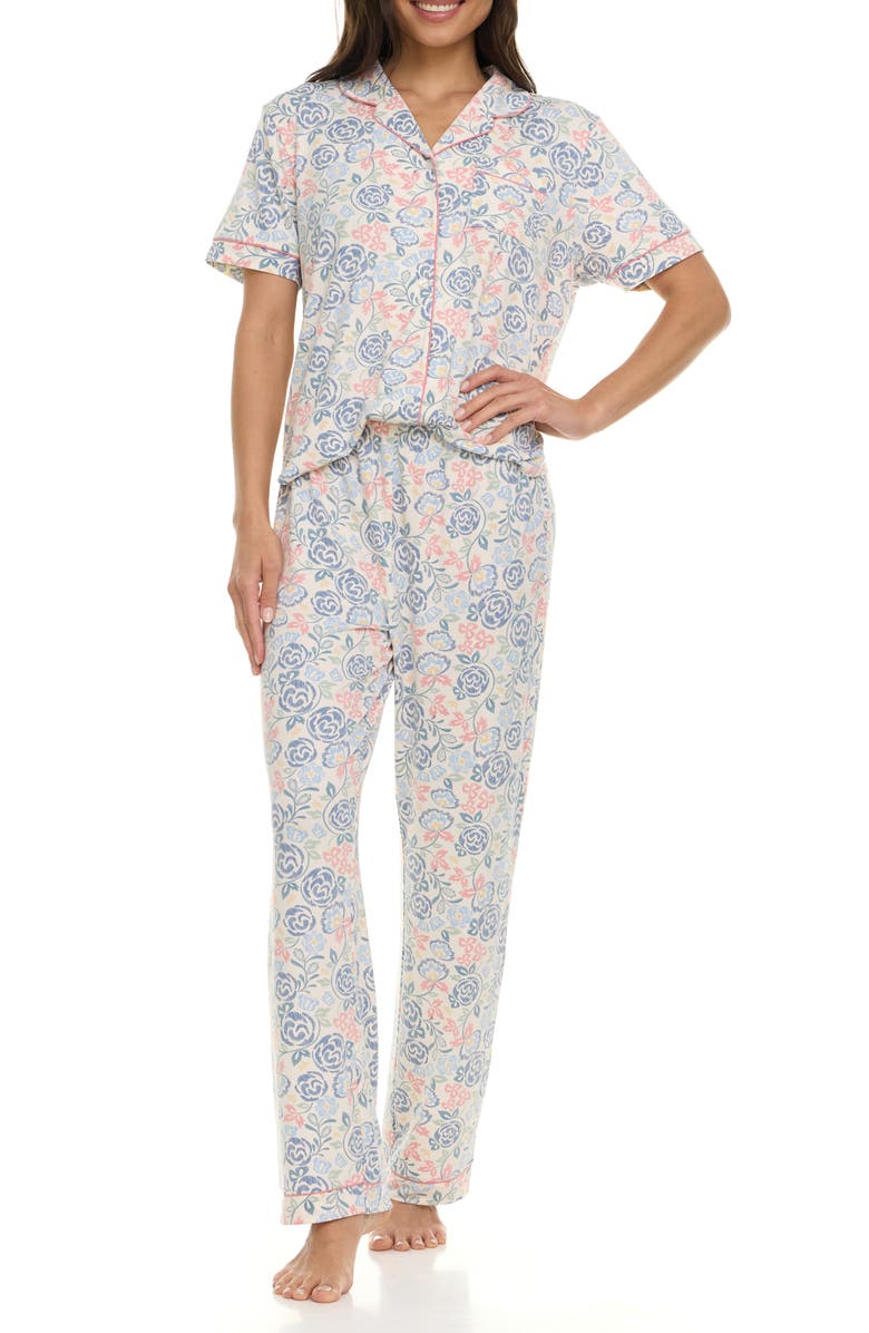 Flora By Flora Nikrooz Gabriella Short Sleeve Button-Up Shirt & Pants ...