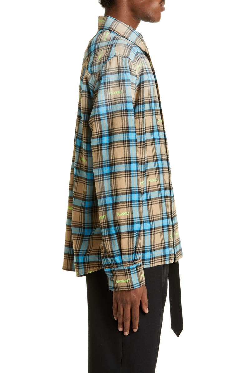 Off-White Helvet Logo Check Flannel Button-Up Shirt | Nordstromrack