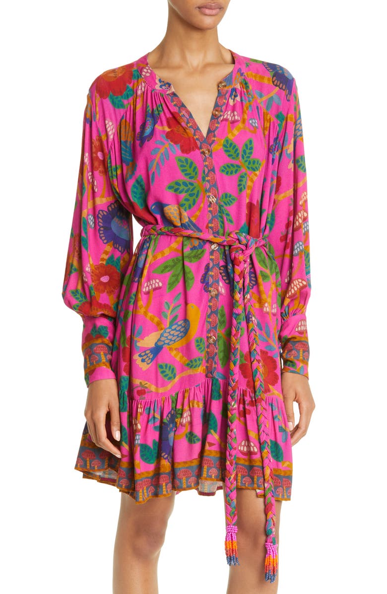 FARM Rio Sweet Forest Long Sleeve Shirtdress | Nordstromrack