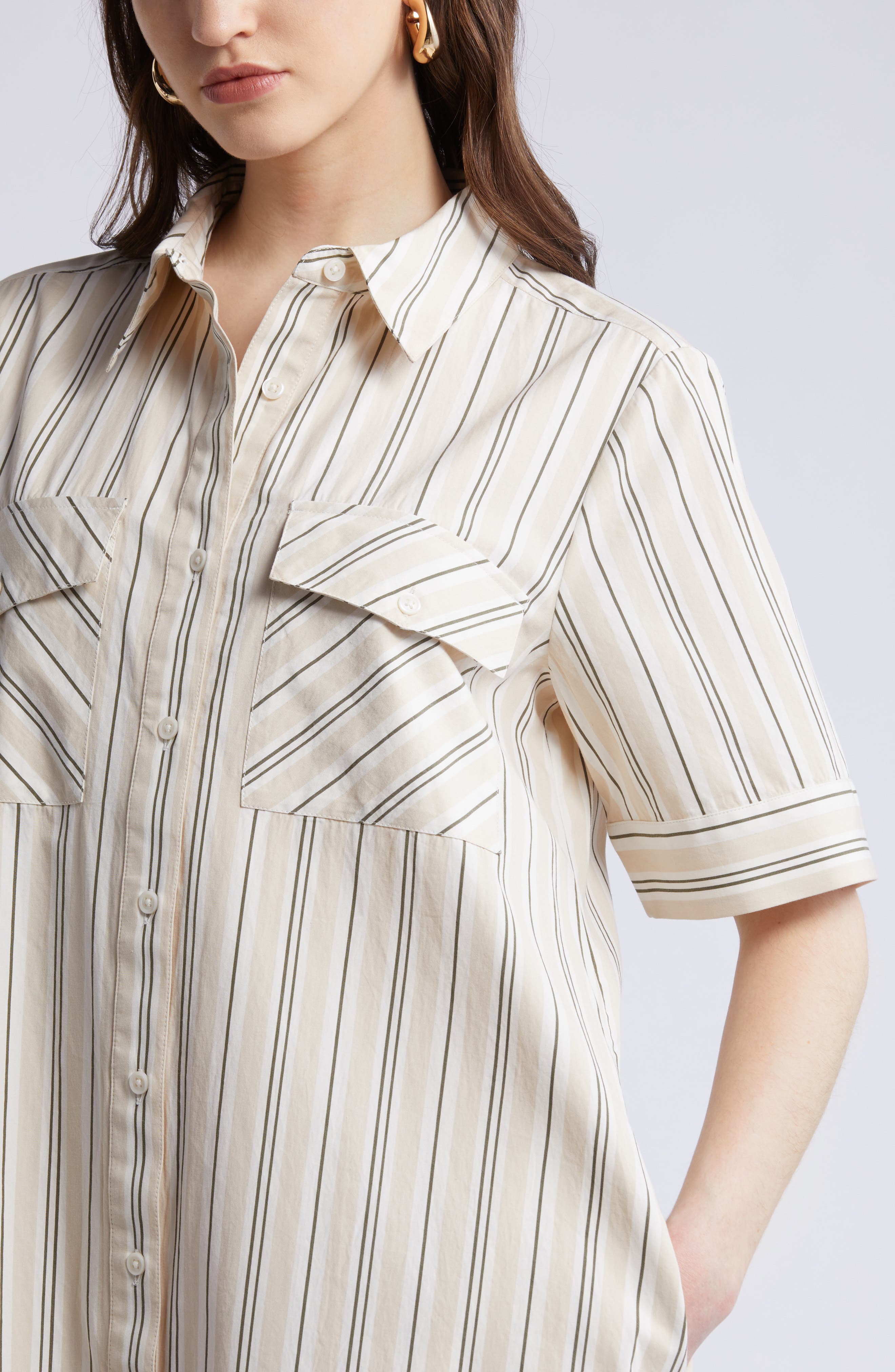 Nordstrom Stripe A-Line Shirtdress | Nordstromrack