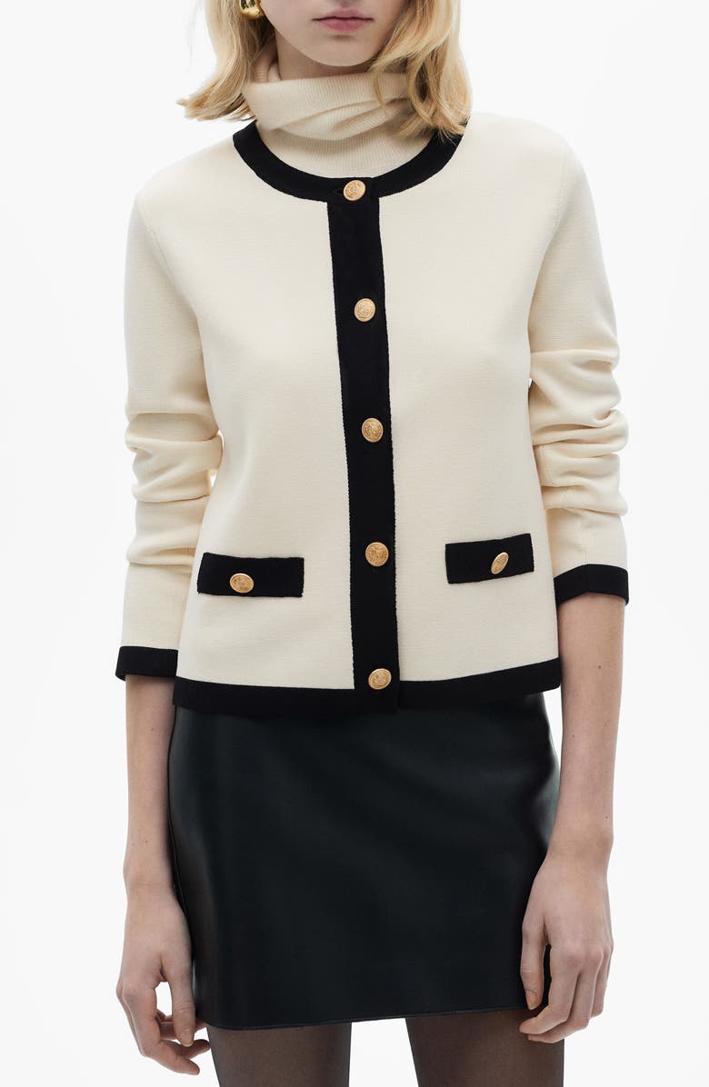 MANGO Contrast Trim Cardigan | Nordstrom