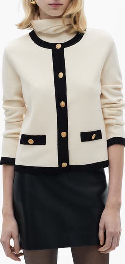 MANGO Contrast Trim Cardigan | Nordstrom
