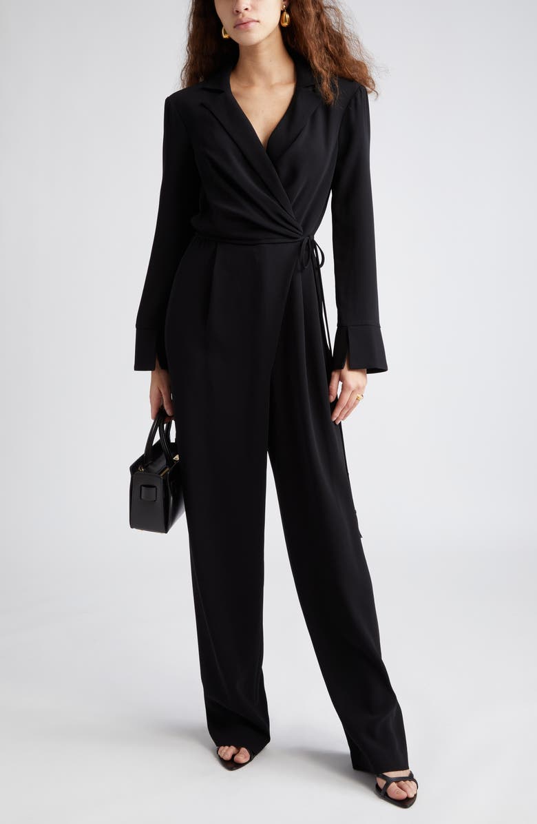 Cinq à Sept Macie Tie Waist Long Sleeve Wide Leg Jumpsuit | Nordstromrack