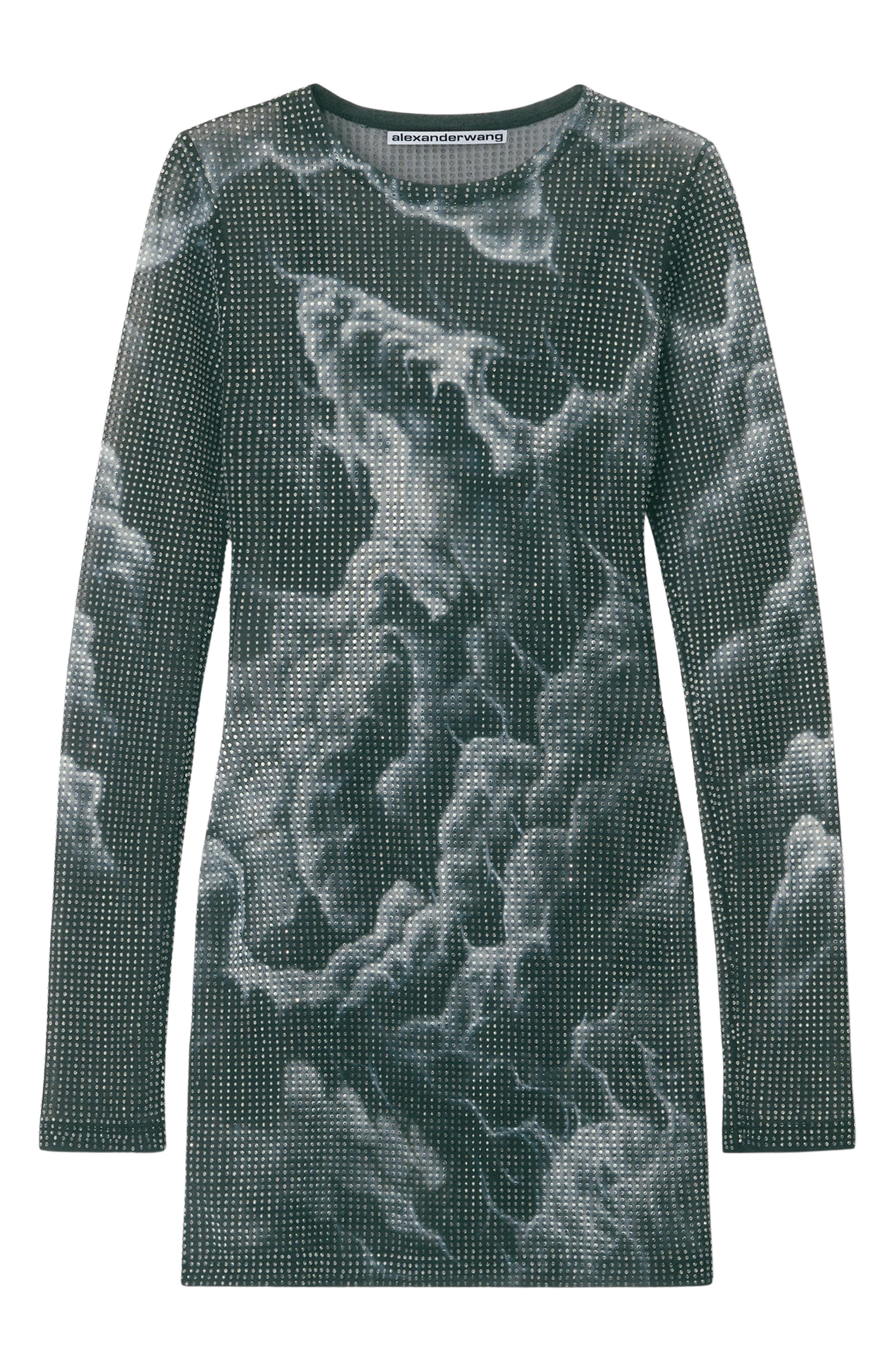 Alexander Wang Hotfix Crystal Long Sleeve Body-Con Minidress ...
