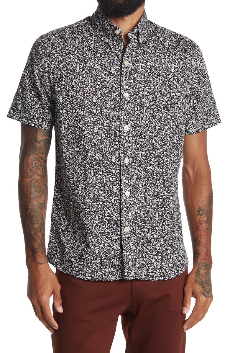 KENNINGTON Floral Short Sleeve Cotton Shirt | Nordstromrack