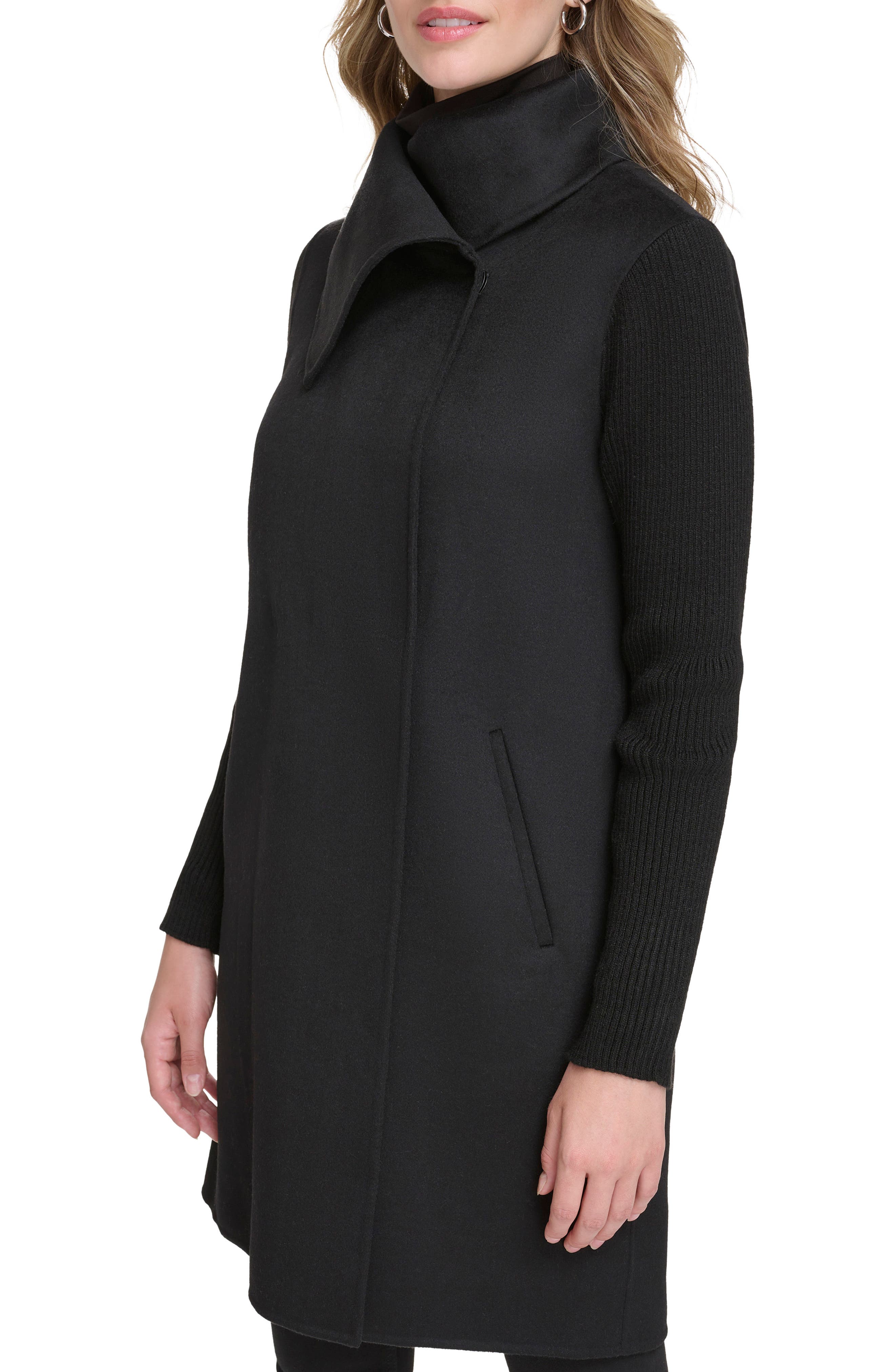 Kenneth Cole New York Asymmetric Collar Wool Blend Cloat | Nordstromrack