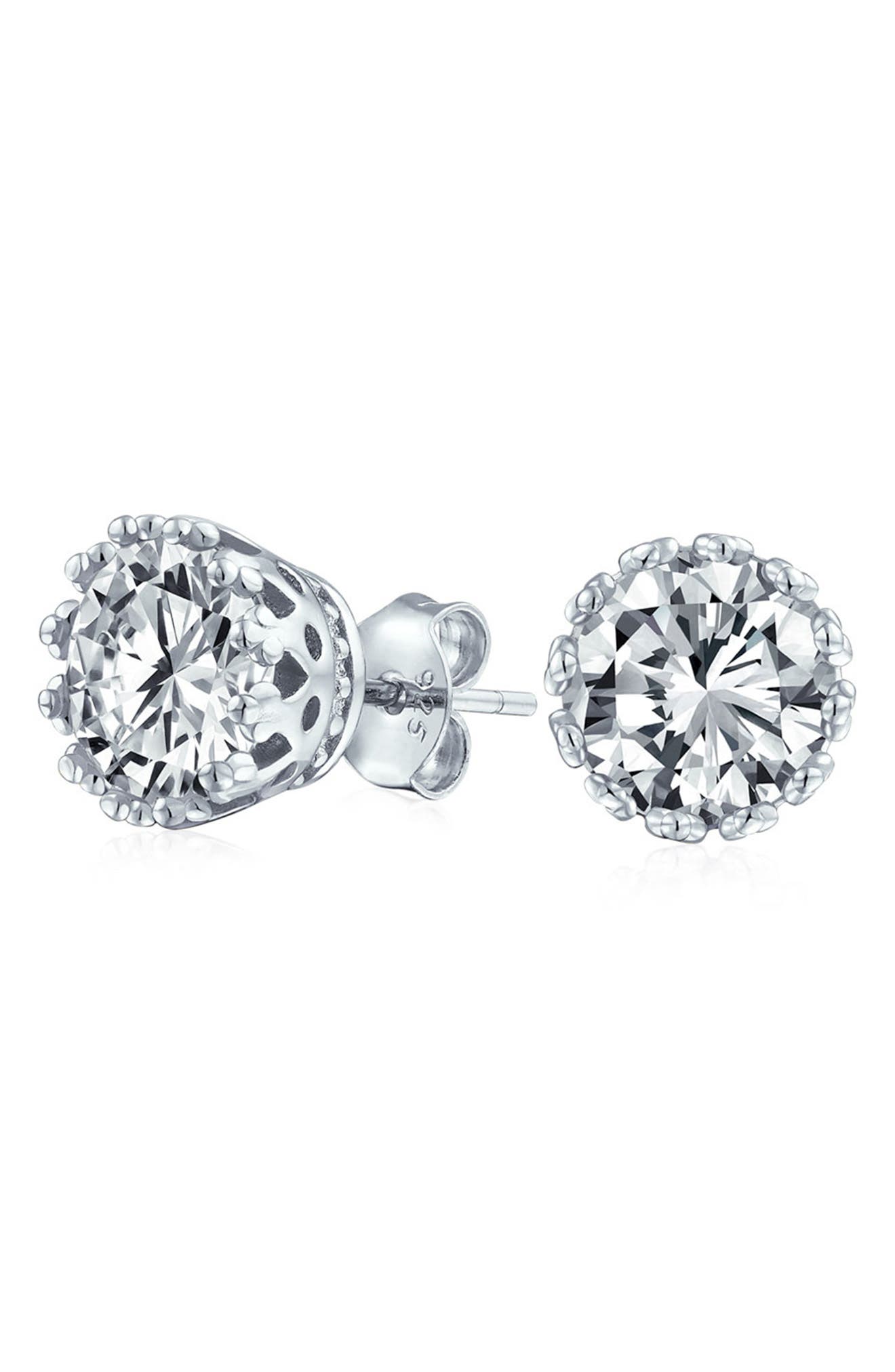 BLING JEWELRY Sterling Silver Solitary Crow CZ Stud Earrings ...