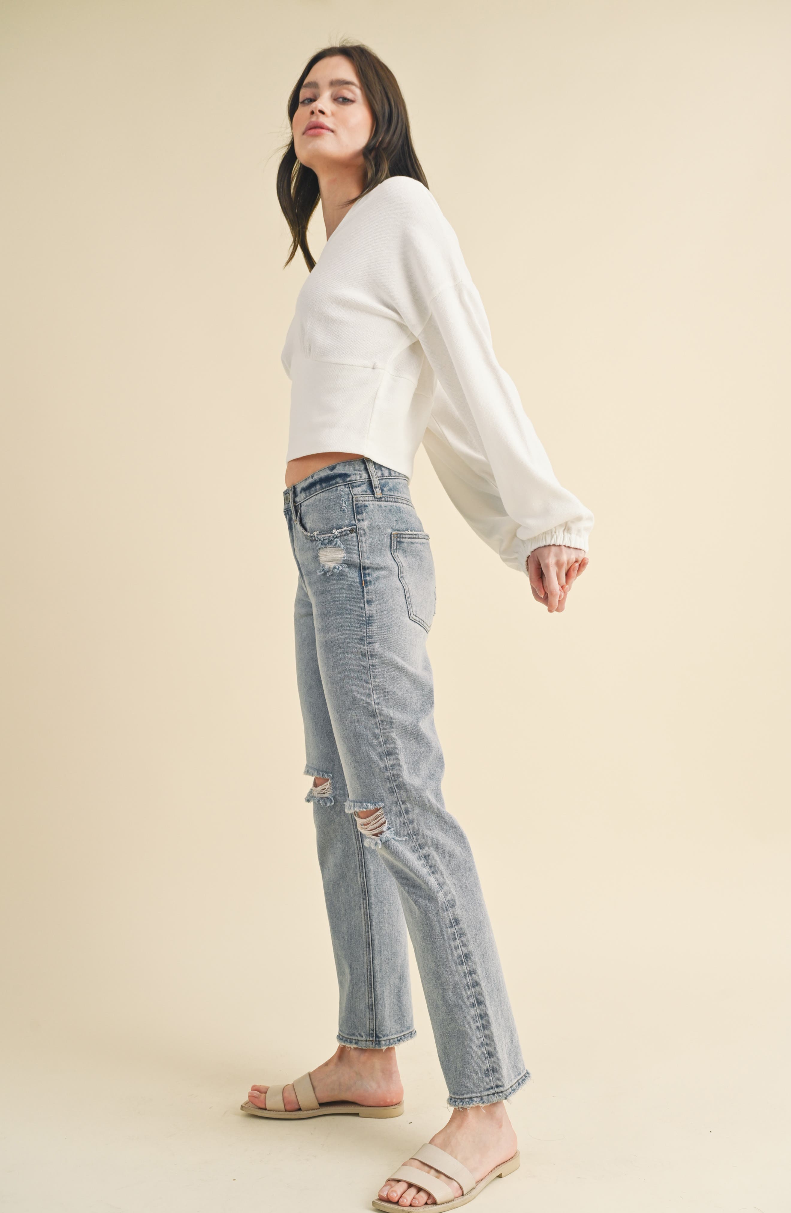 WISHLIST Long Sleeve Cotton Underbust Top | Nordstromrack