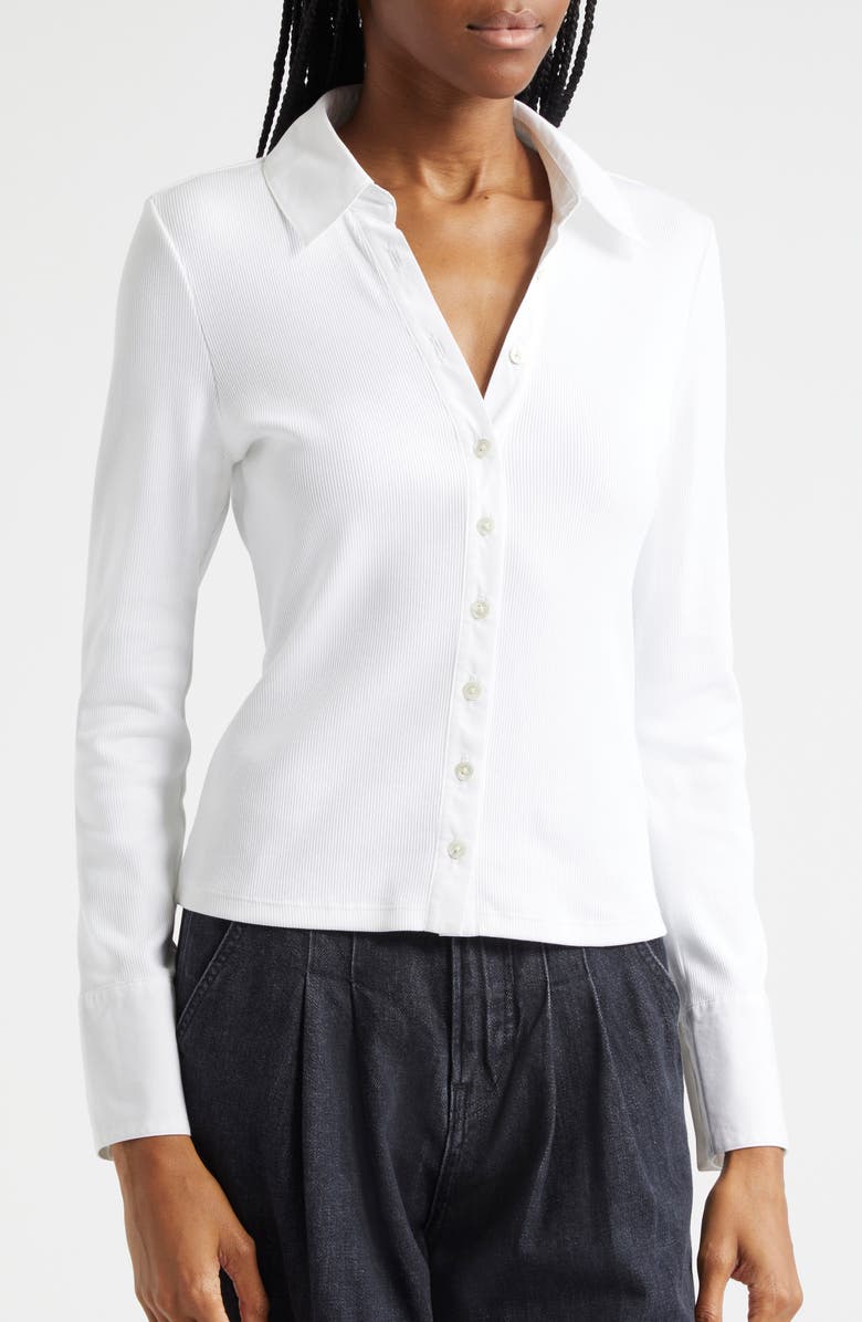 Veronica Beard Scottie Rib Cotton Button-Up Shirt | Nordstromrack