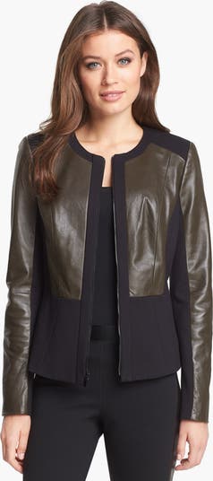 Classiques Entier® Ponte & Leather Zip Jacket | Nordstrom