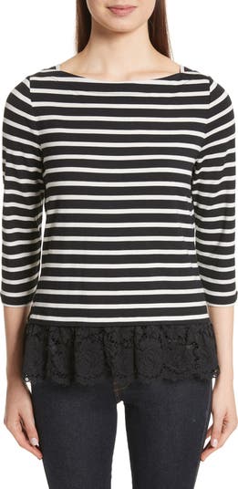 Kate Spade New York kate spade lace flounce stripe top | Nordstrom