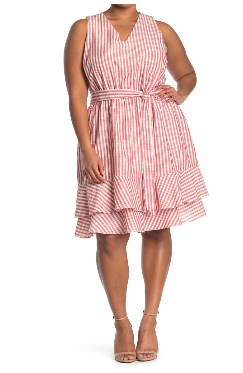Julia Jordan Sleeveless Tiered Belted Ruffle Dress | Nordstromrack