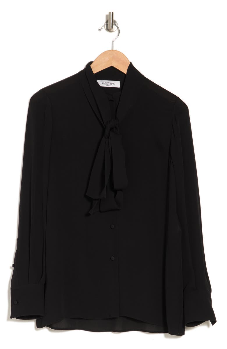 Valentino Tie Neck Long Sleeve Silk Blouse | Nordstromrack