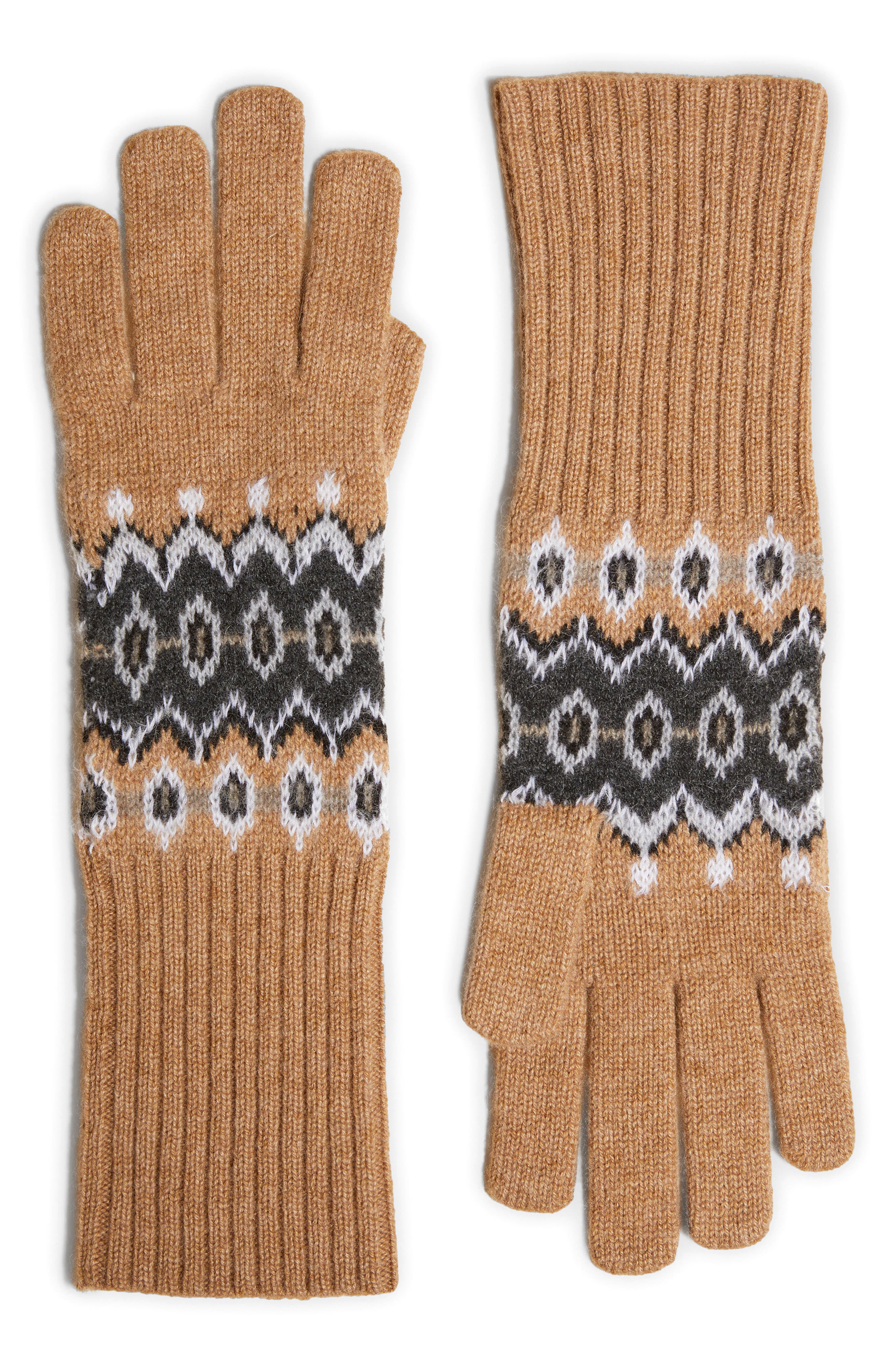 Khaite Vail Fair Isle Cashmere Blend Gloves | Nordstrom
