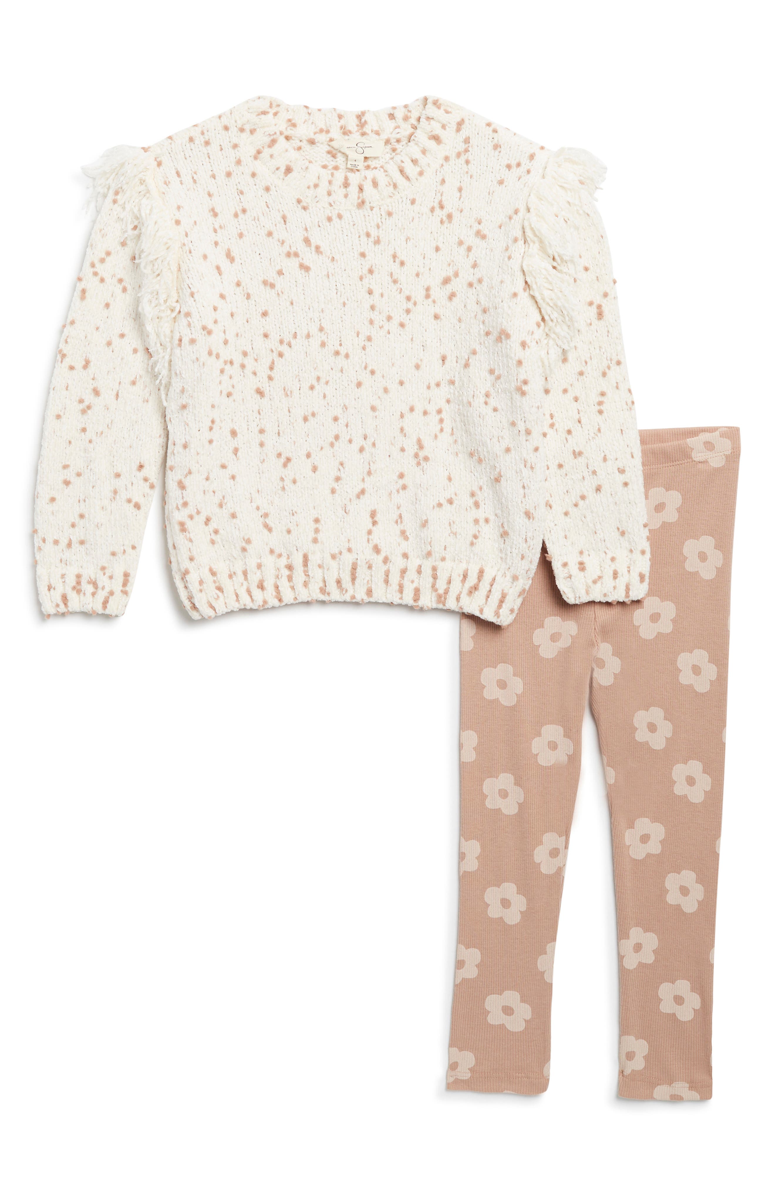 Jessica Simpson Kids' Chenille Sweater & Floral Leggings Set ...