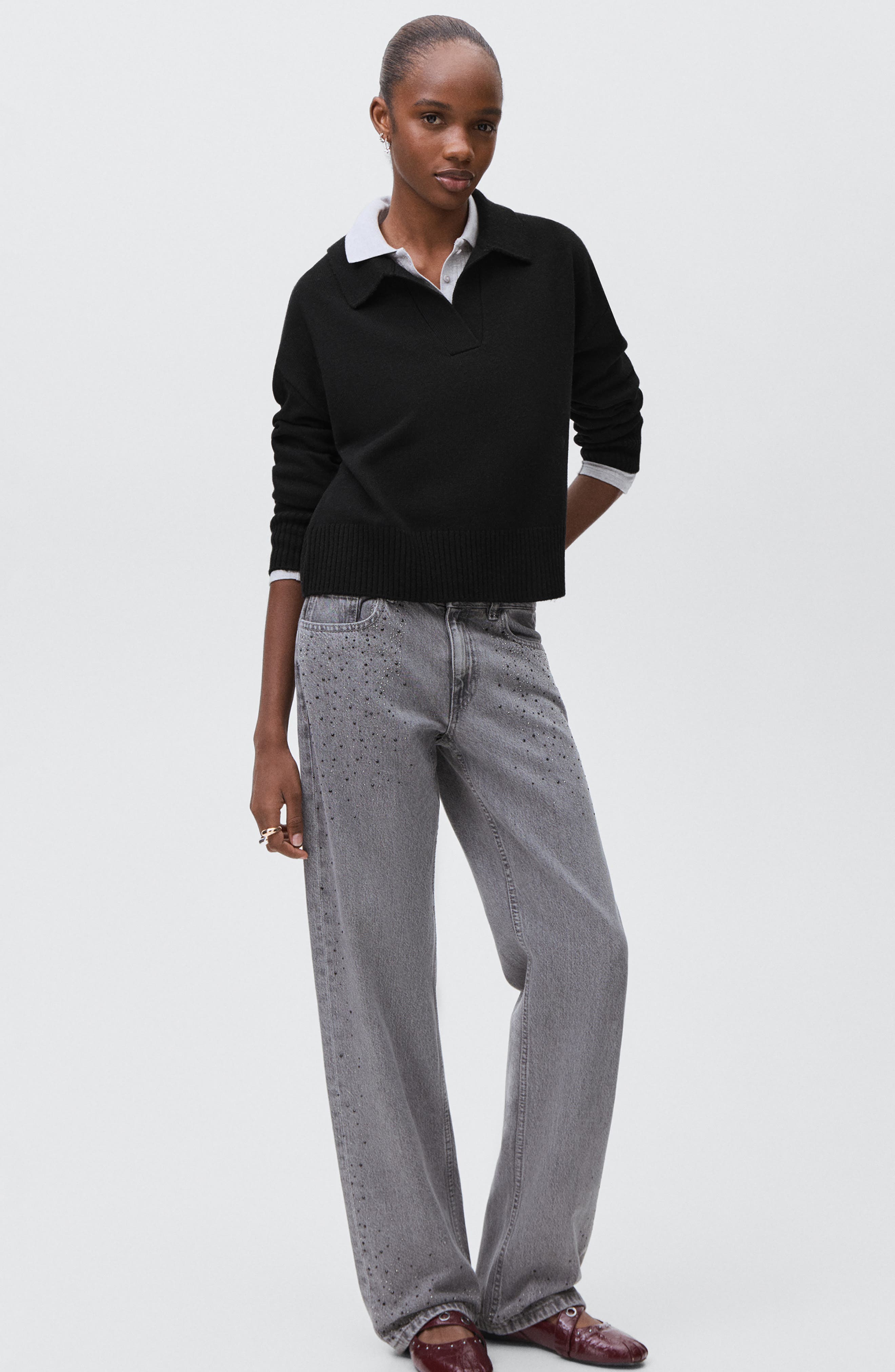 MANGO TEEN Johnny Collar Sweater | Nordstrom