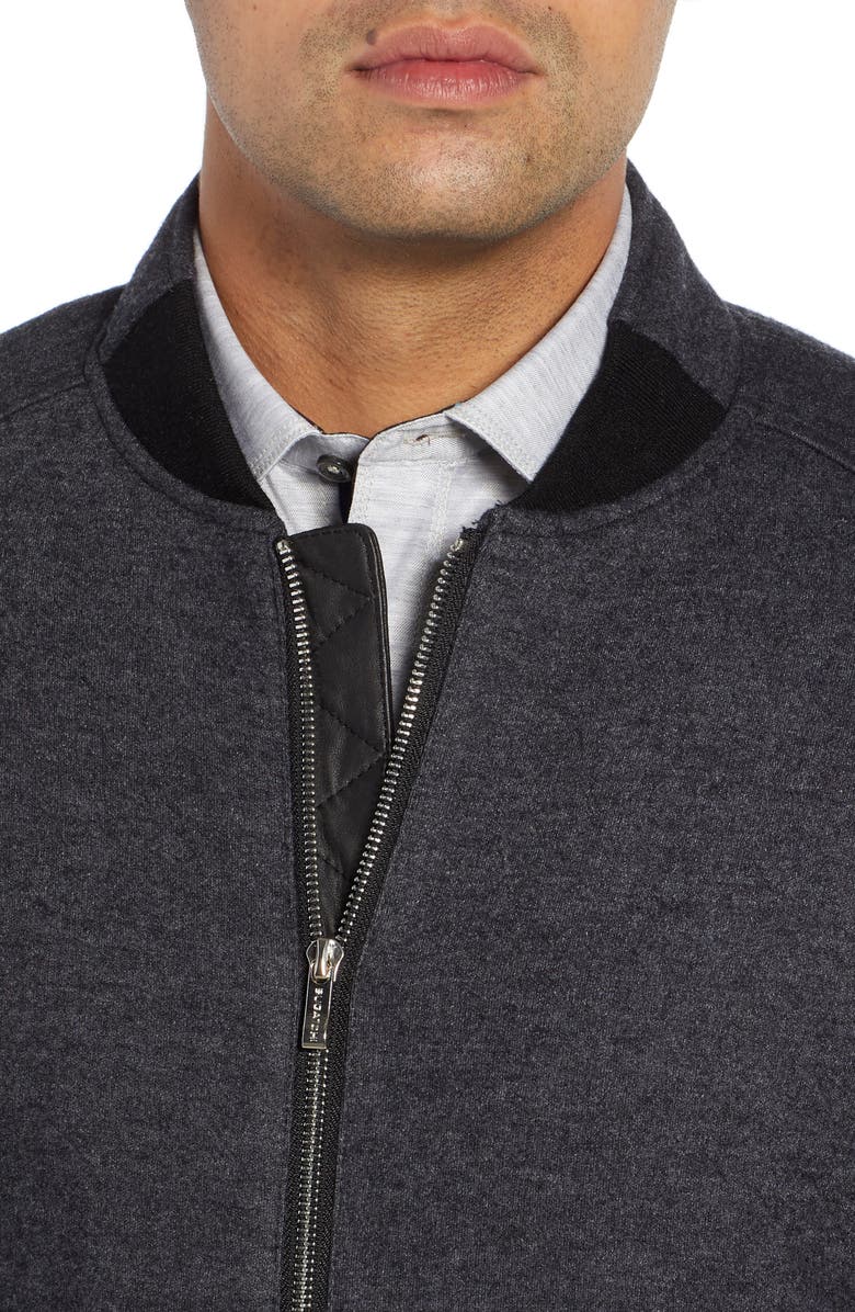 Bugatchi Wool Blend & Leather Bomber Jacket | Nordstrom
